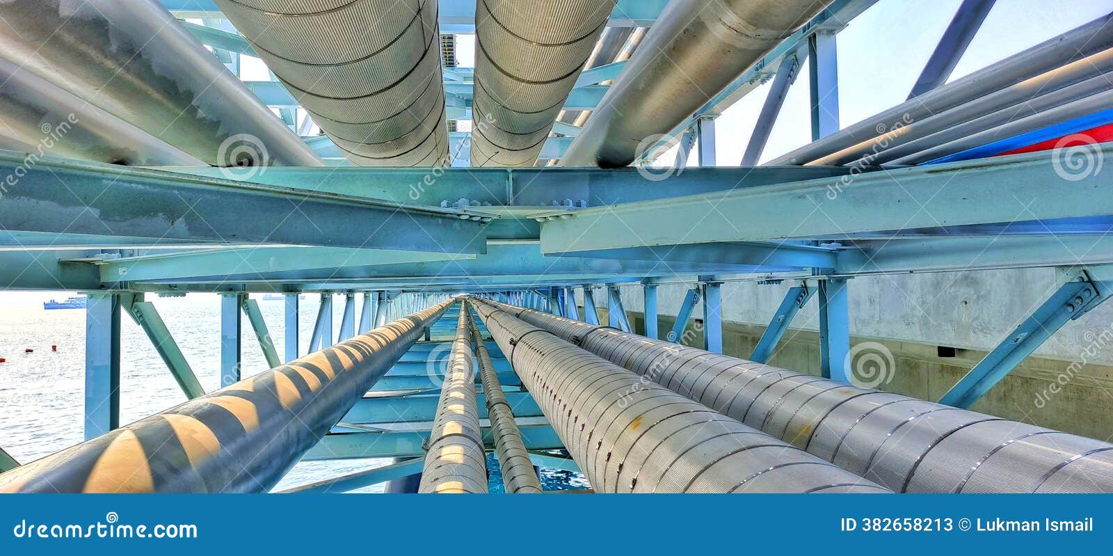 A Pipeline Bridge Leading Inside A Lake Stock Image | CartoonDealer.com ...