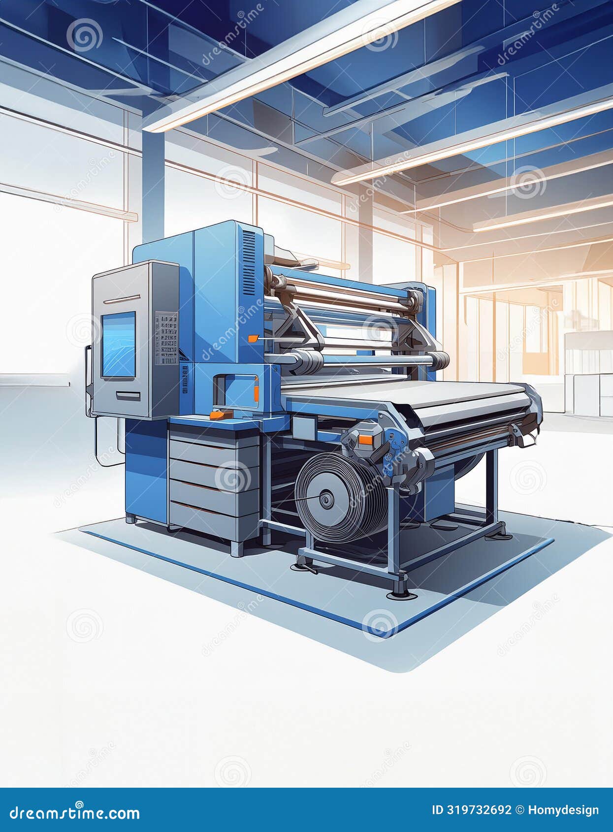 Industrial Printing Press stock illustration. Illustration of machine ...