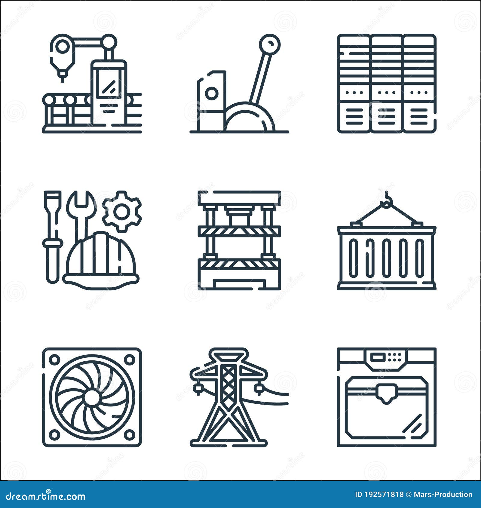 Industrial Process Line Icons. Linear Set Stock Vector - Illustration ...