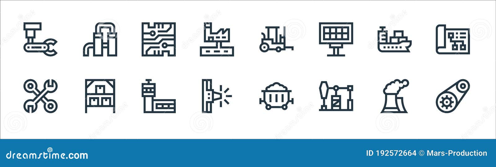 Industrial Process Line Icons. Linear Set Stock Vector - Illustration ...