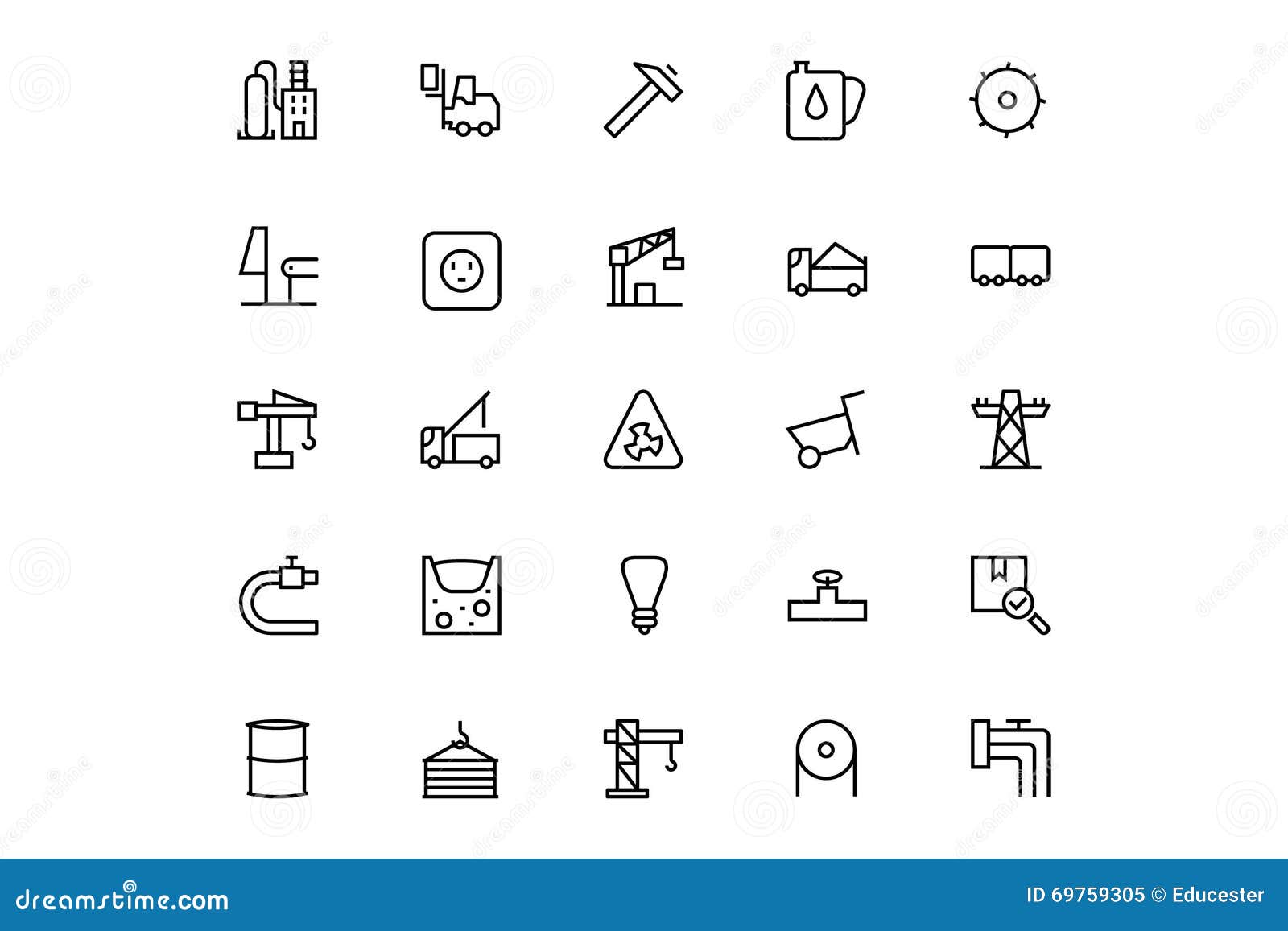 Industrial Processes Vector Line Icons 3 Stock Illustration ...