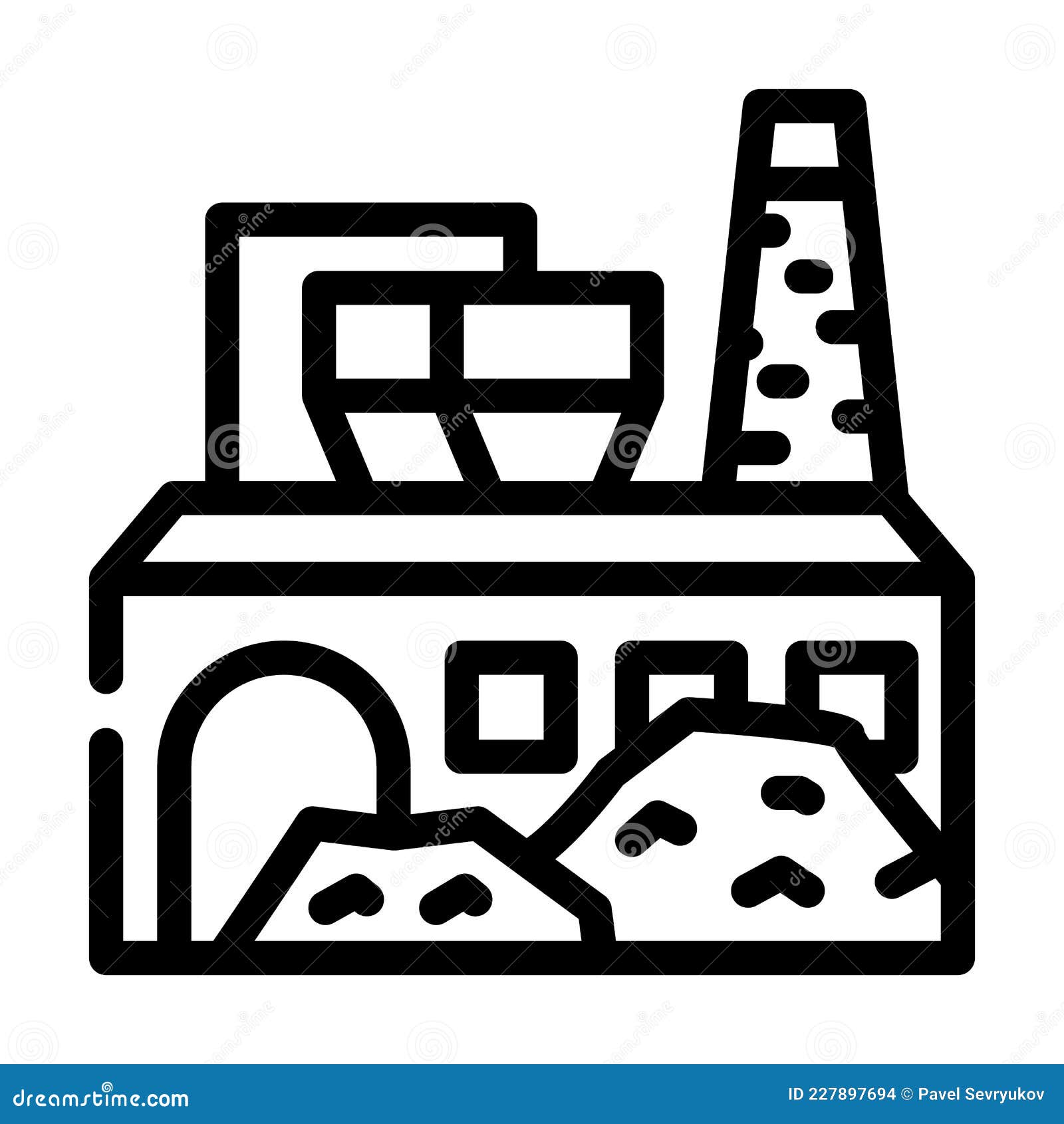 Industrial Processing Solid Waste Line Icon Vector Illustration Stock ...