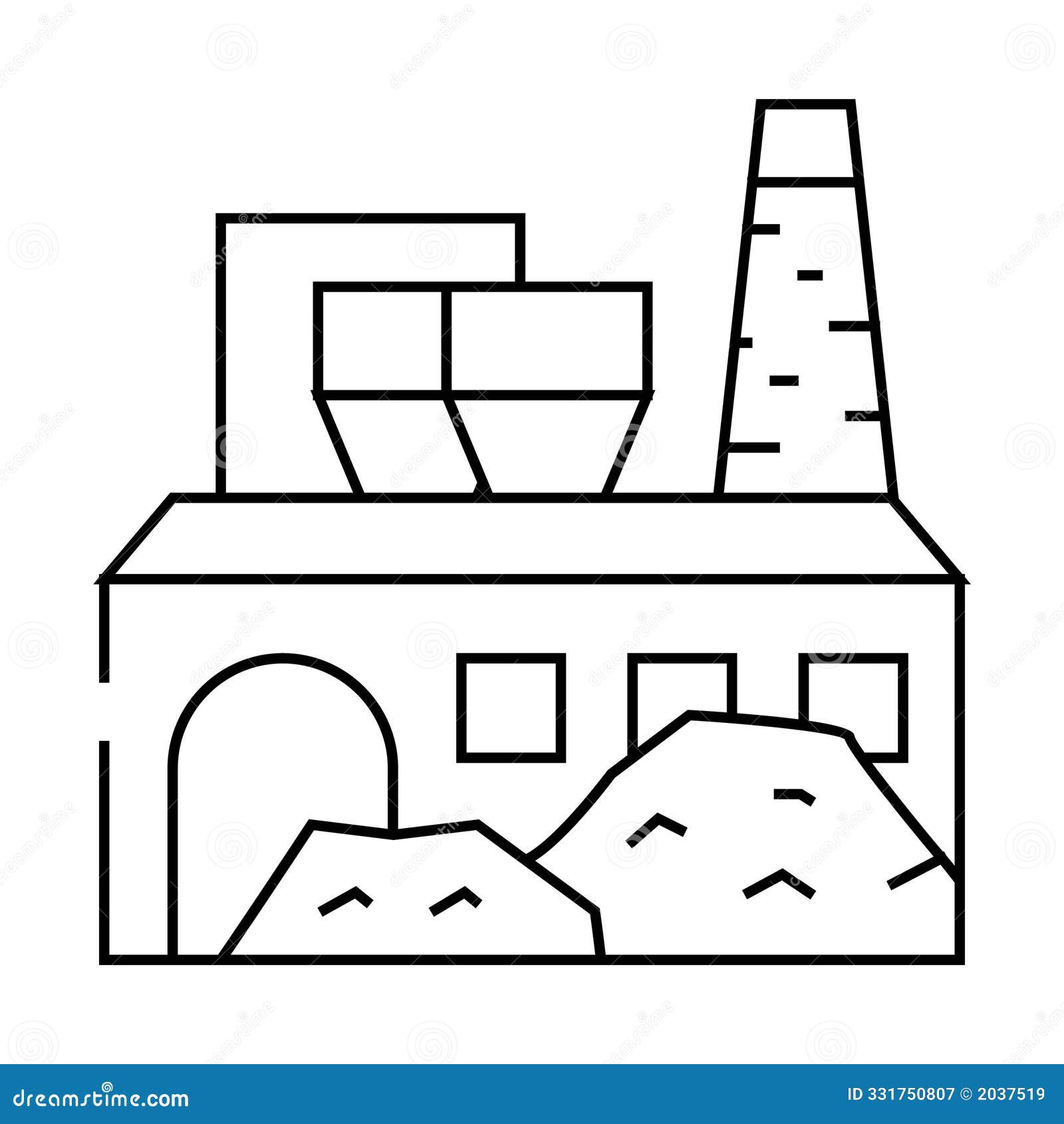 Industrial Processing Solid Waste Line Icon Vector Illustration Stock ...