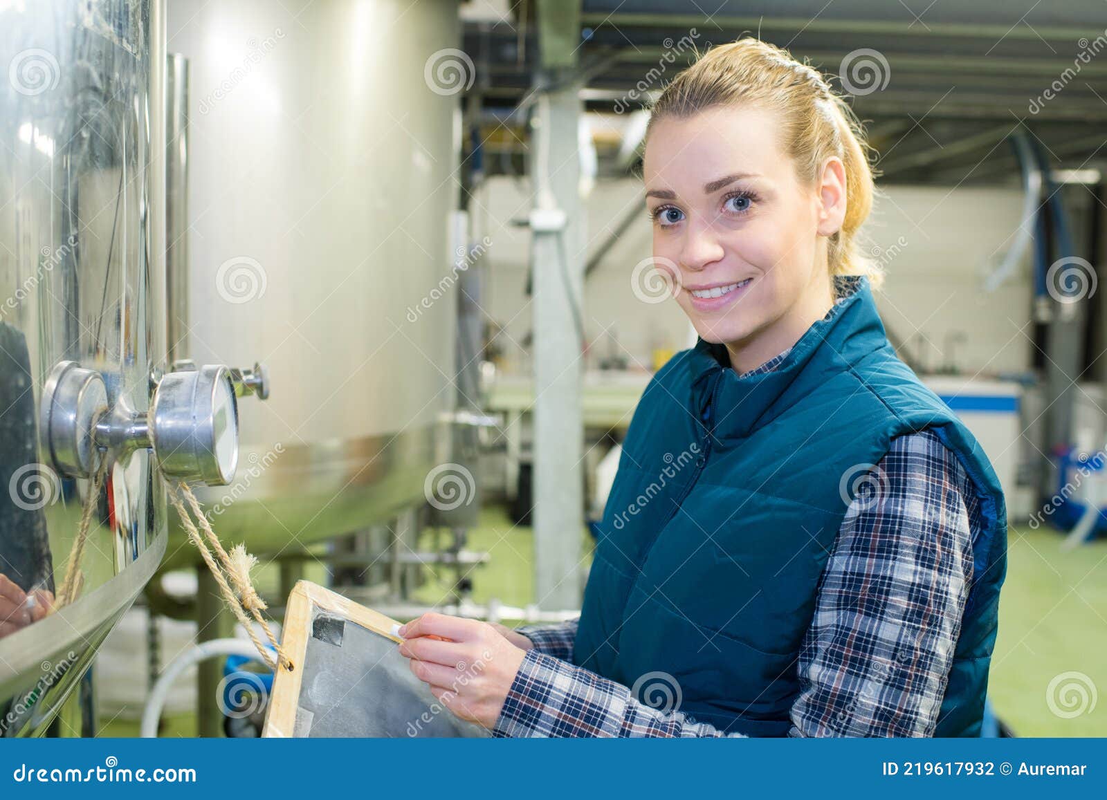 Industrial Production Female Worker Stock Photo - Image of control ...