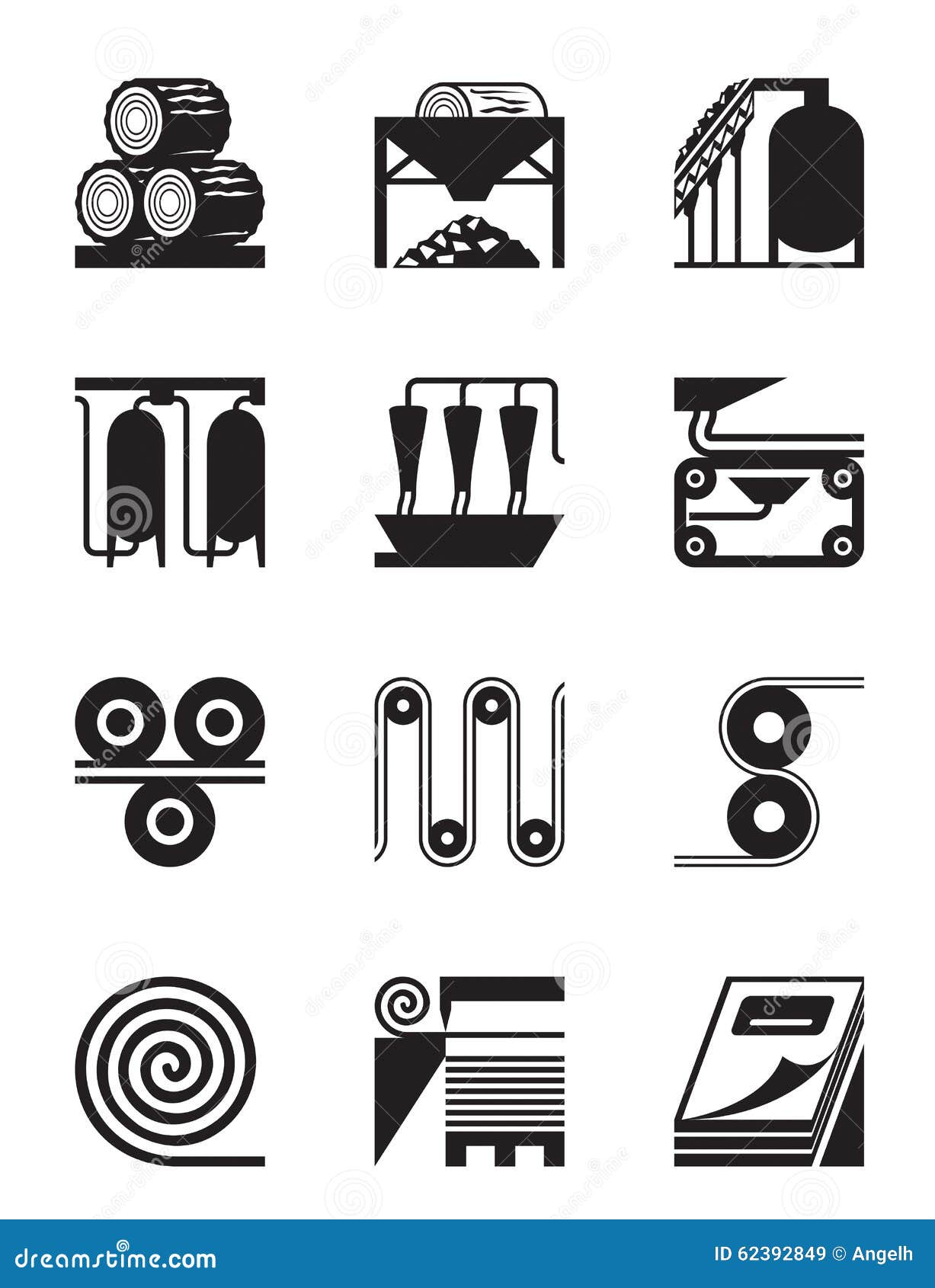 Industrial And Production Linear Icons In Black. Big UI Icons ...