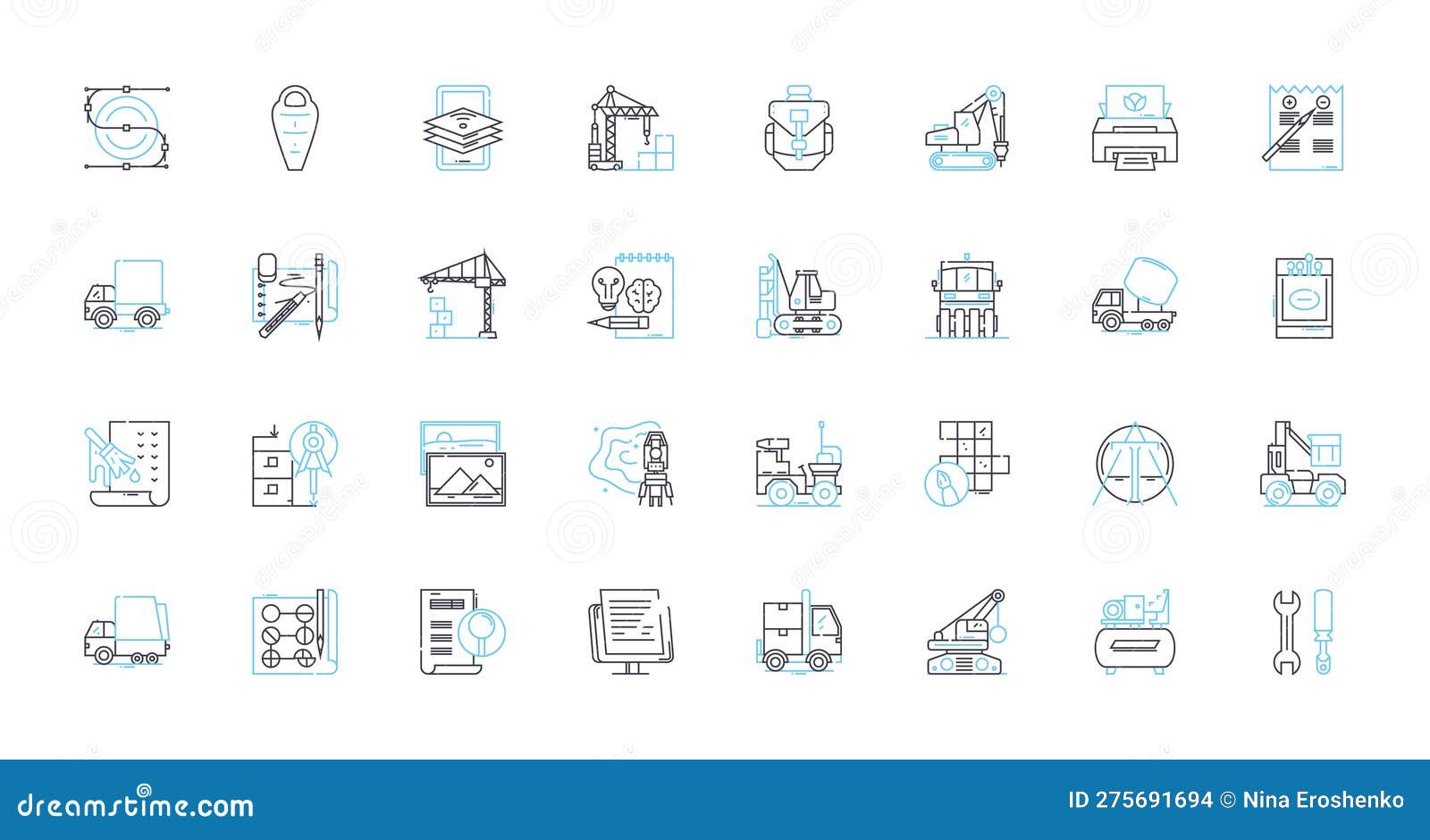 Industrial Advancement Line Icons Collection. Automation, Modernization ...