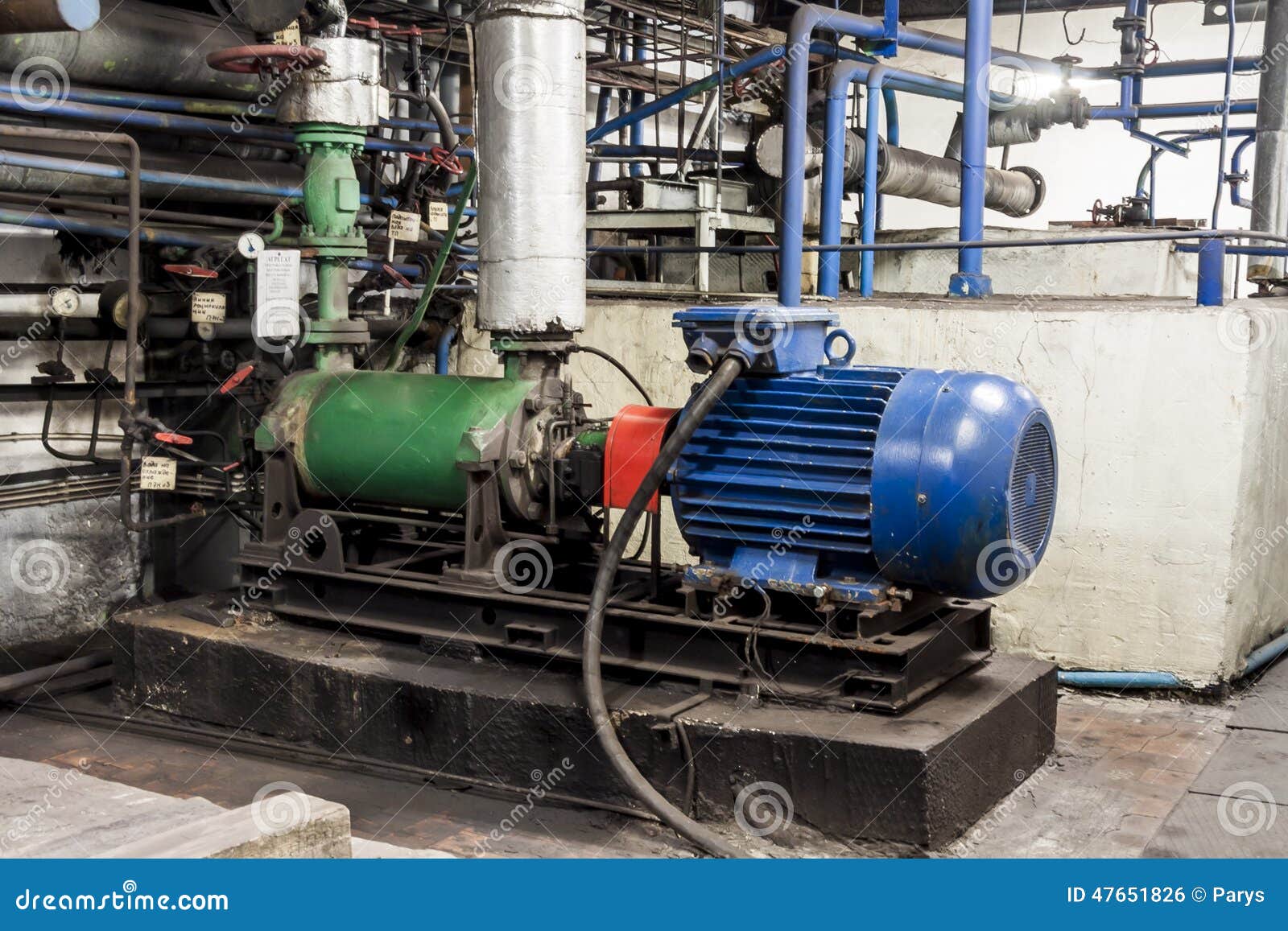 Industrial pump stock photo. Image of indoors, piping - 47651826