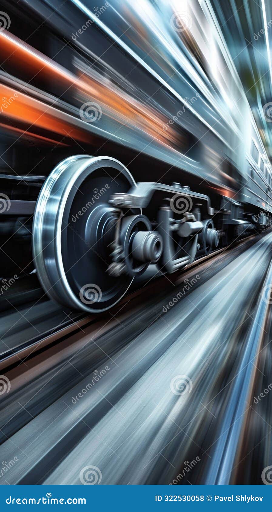 Industrial Rail Train Wheels Closeup Motion Technology Perspective ...