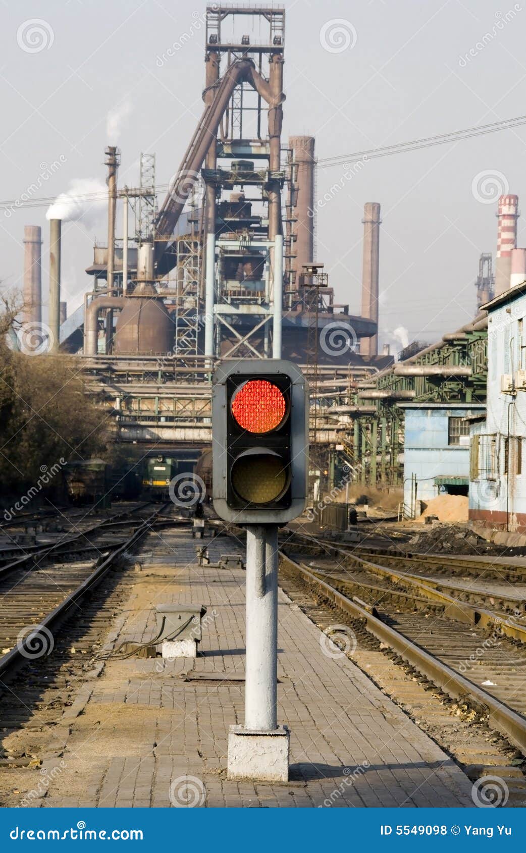 Industrial rail yard stock photo. Image of chimneys, track - 5549098
