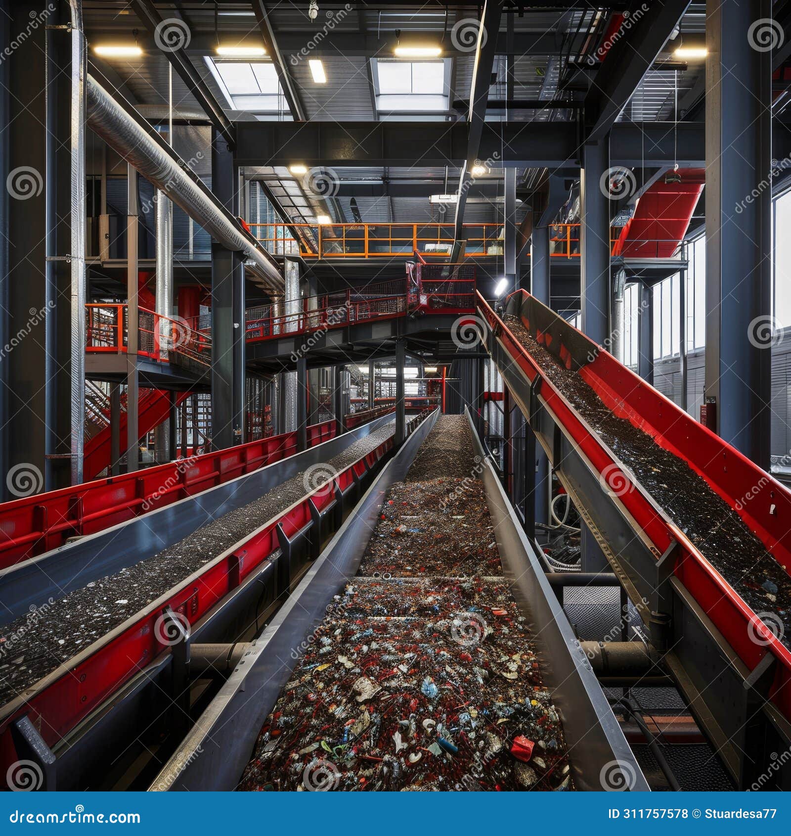 Industrial Recycling Sorting Line Stock Photo - Image of garbage ...