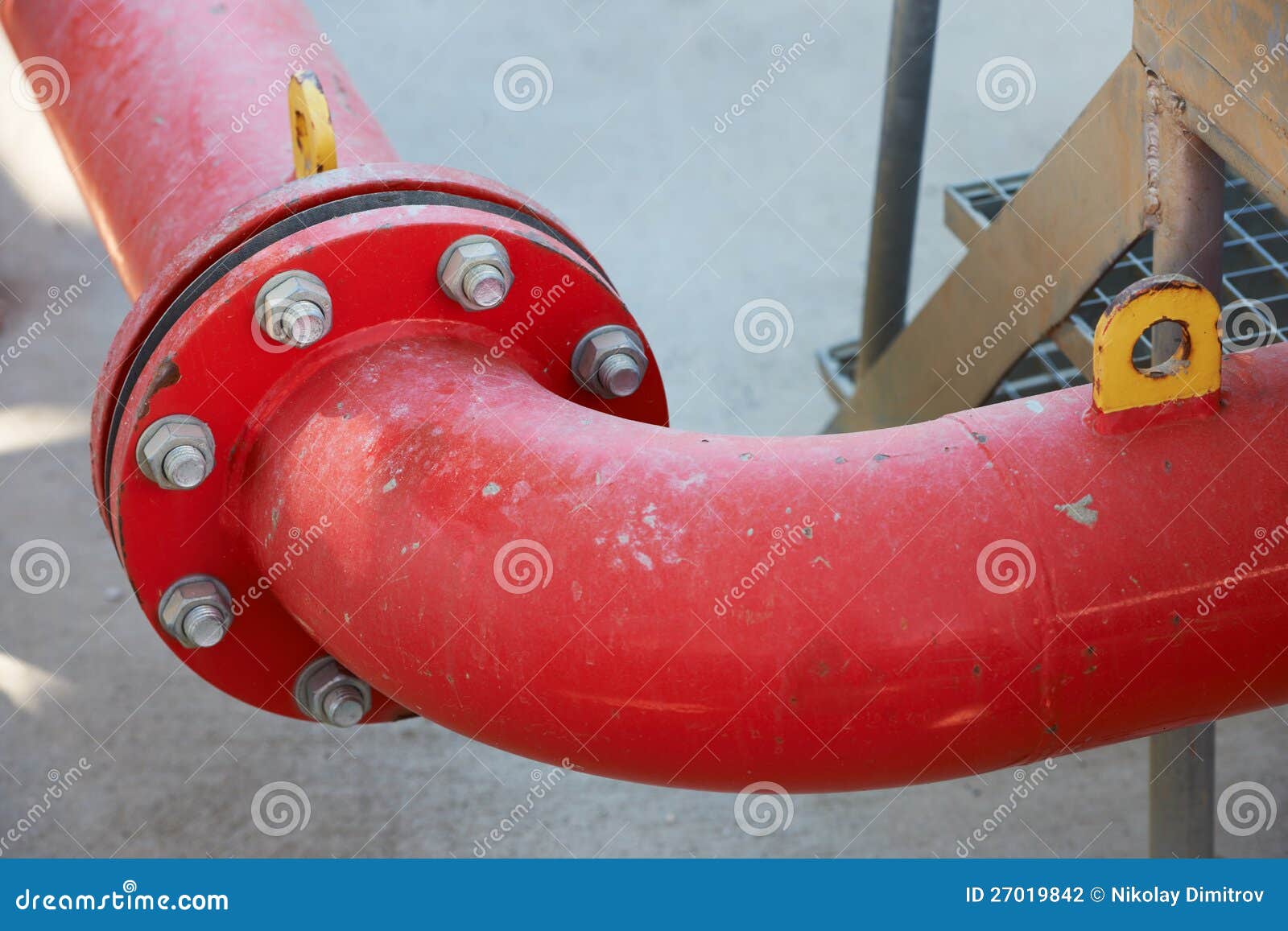 Industrial Red Pipe and Flange Stock Photo - Image of ring, industry ...