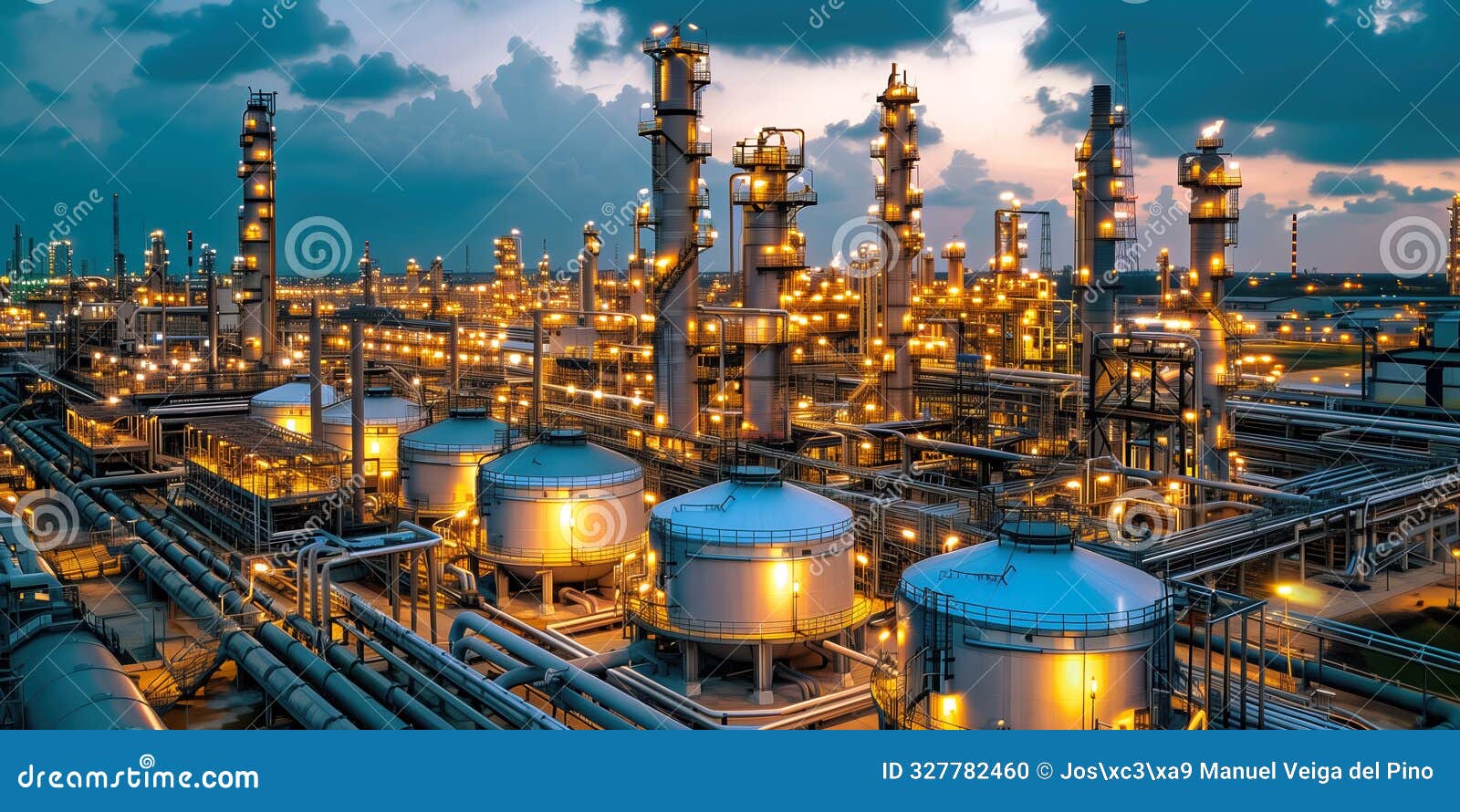 Industrial Oil Refinery With Storage Tanks Pipelines And Structures In A Petrochemical Complex ...