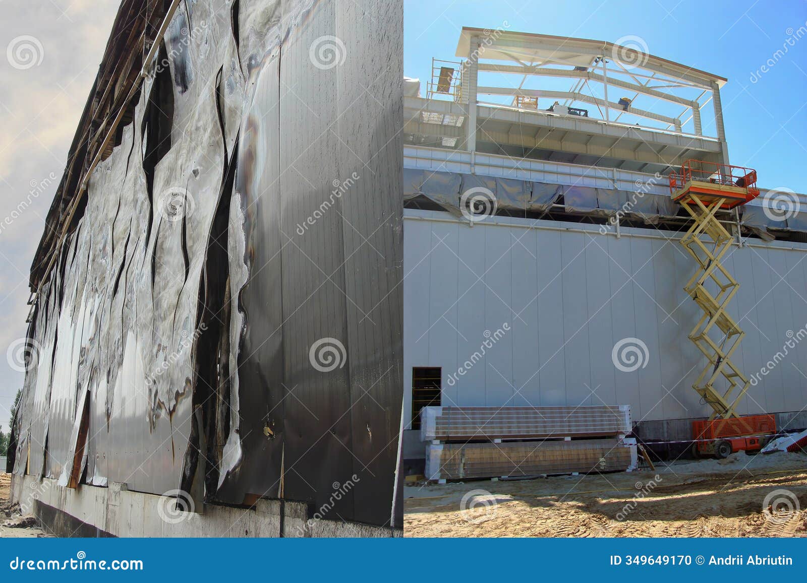 Industrial Refrigerator Warehouse in Construction Phase, Then Scorched ...