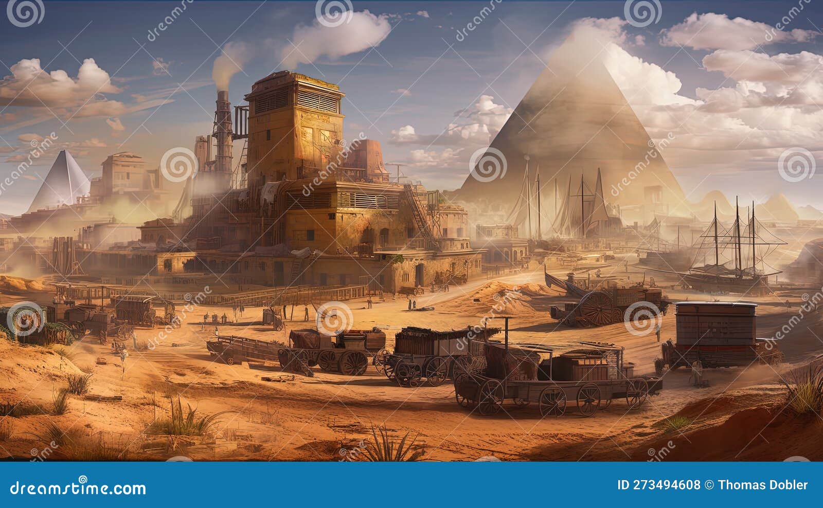Industrial Revolution Period in Egypt Artwork Stock Illustration ...