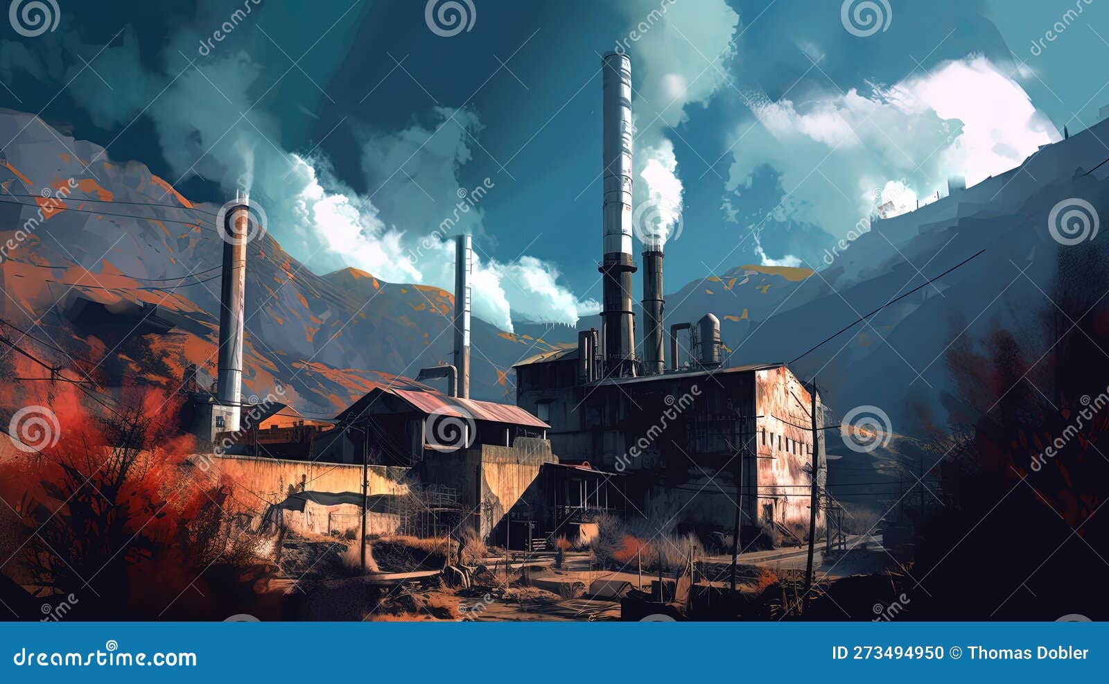 Industrial Revolution Period in Greece Artwork Stock Illustration ...