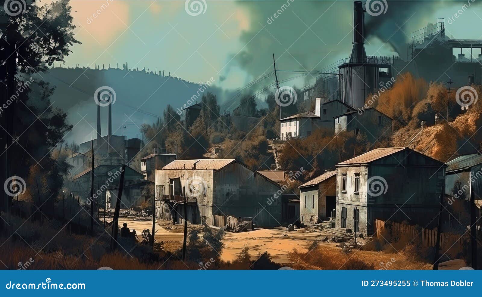 Industrial Revolution Period in Greece Artwork Stock Illustration ...