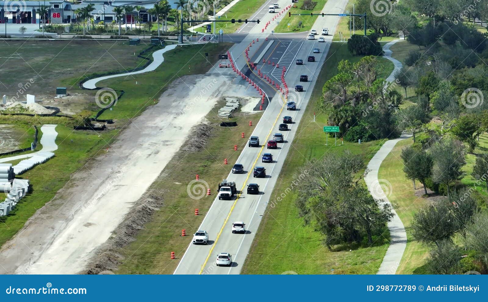 Industrial Roadworks. Wide American Highway Under Construction Stock ...