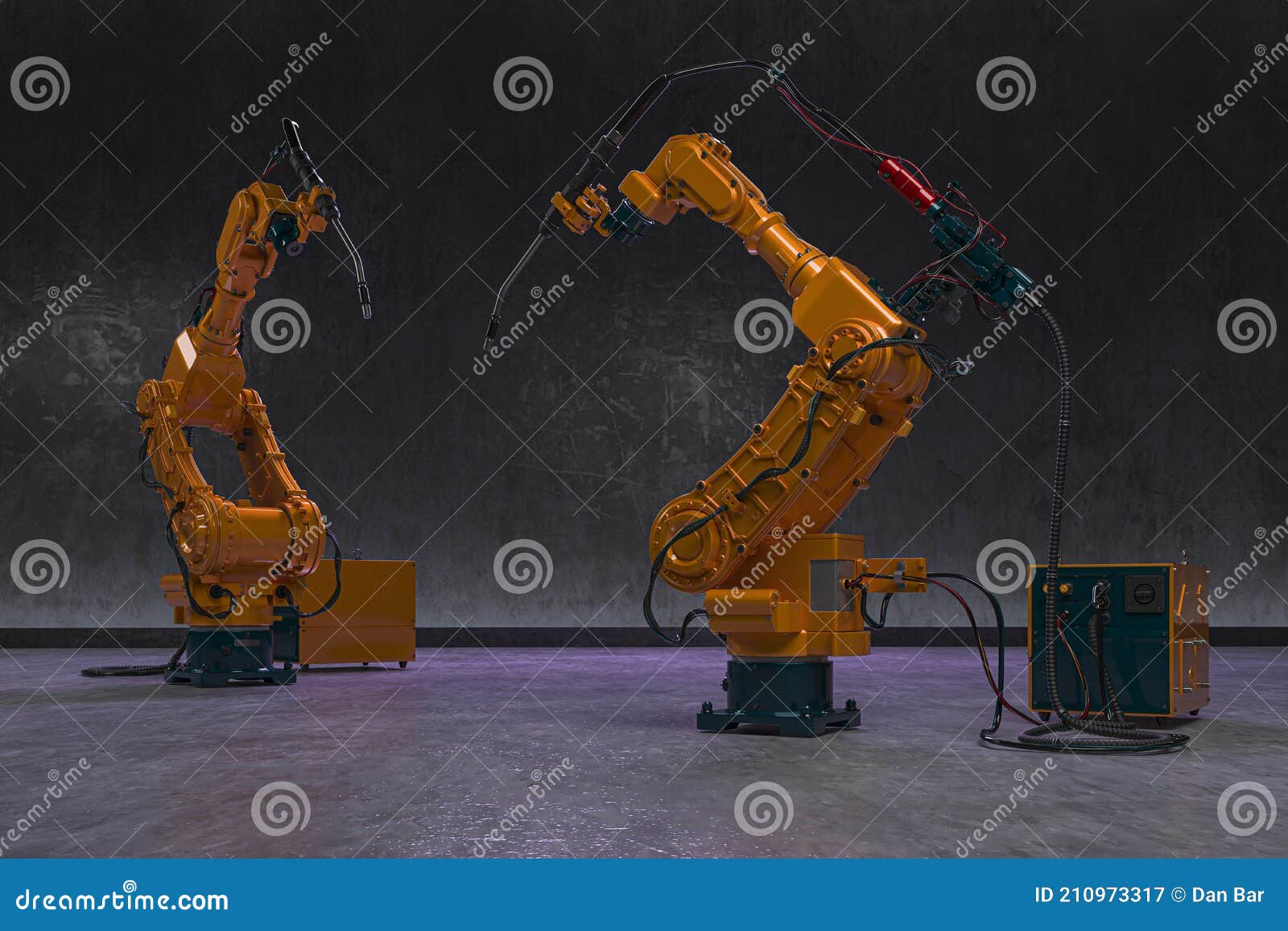 Industrial robits sci-fi stock image. Image of assembly - 210973317