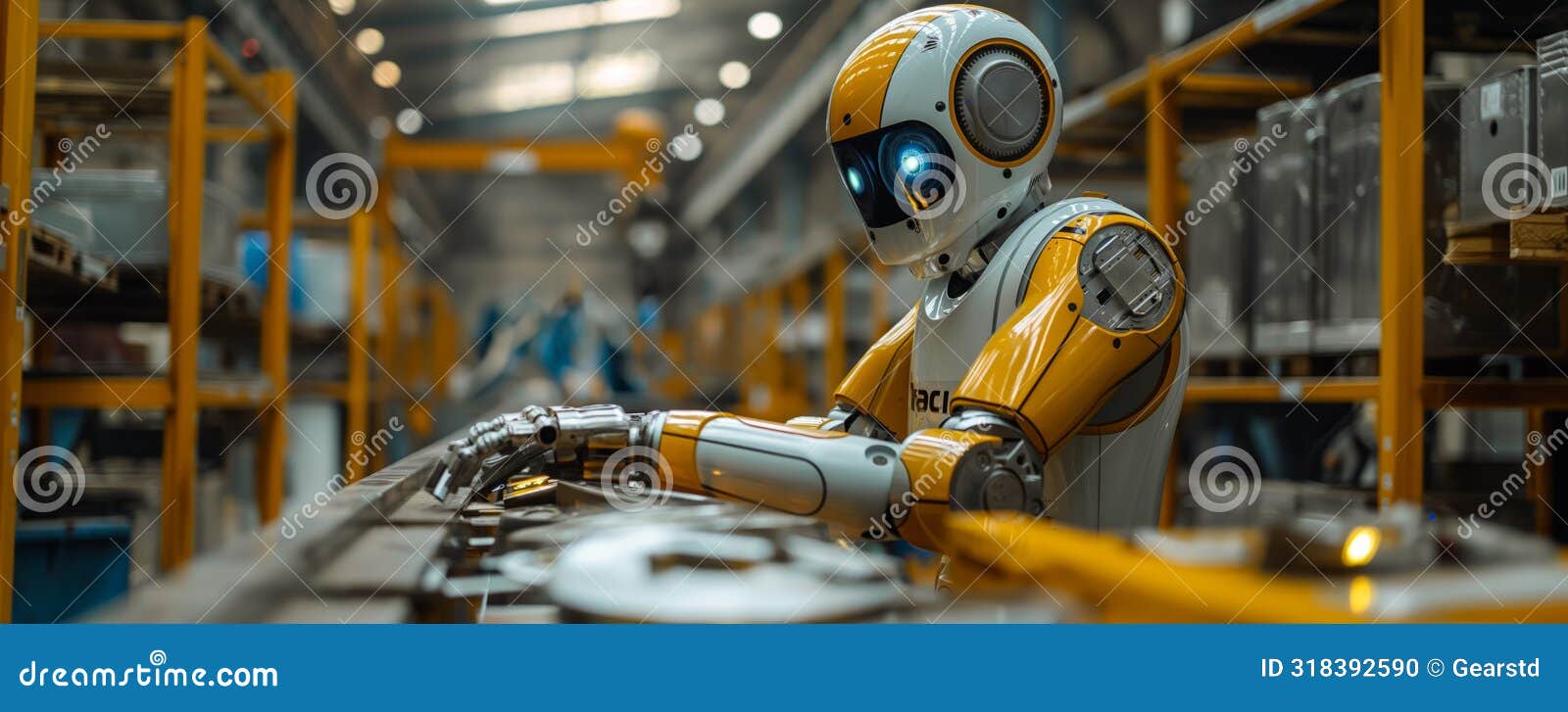 Industrial Robot Arm Sorting Objects in Warehouse Stock Photo - Image ...