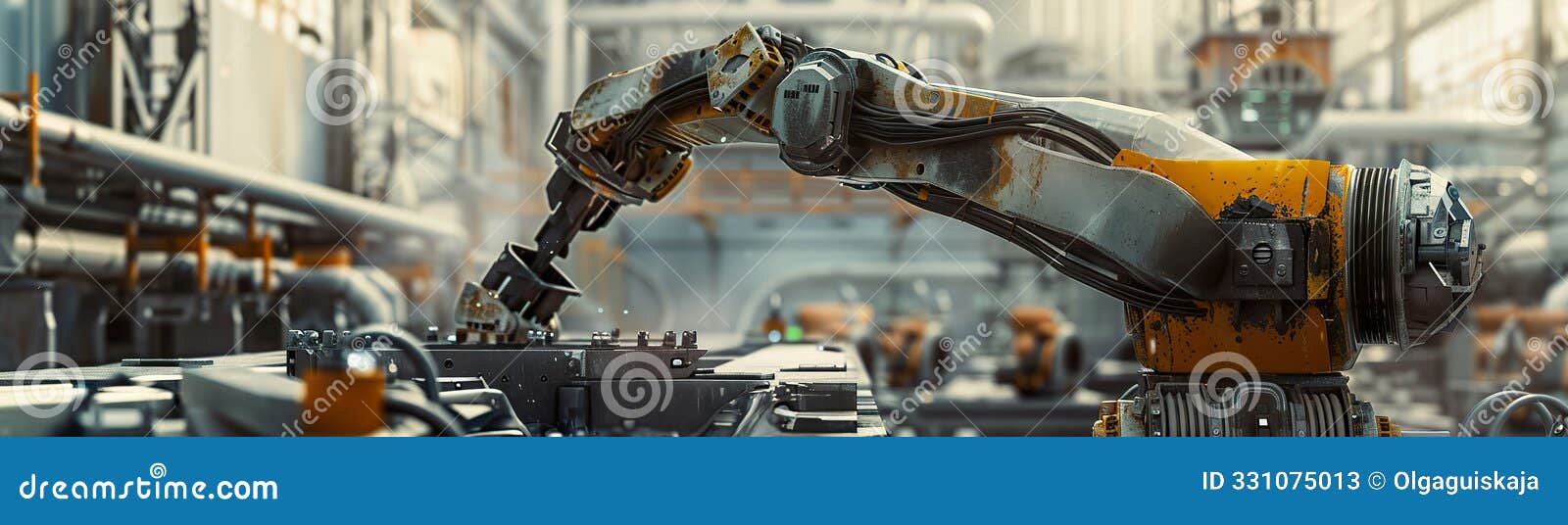 Industrial Robot Arm at Work within Factory Setting, Highlighted by Its ...
