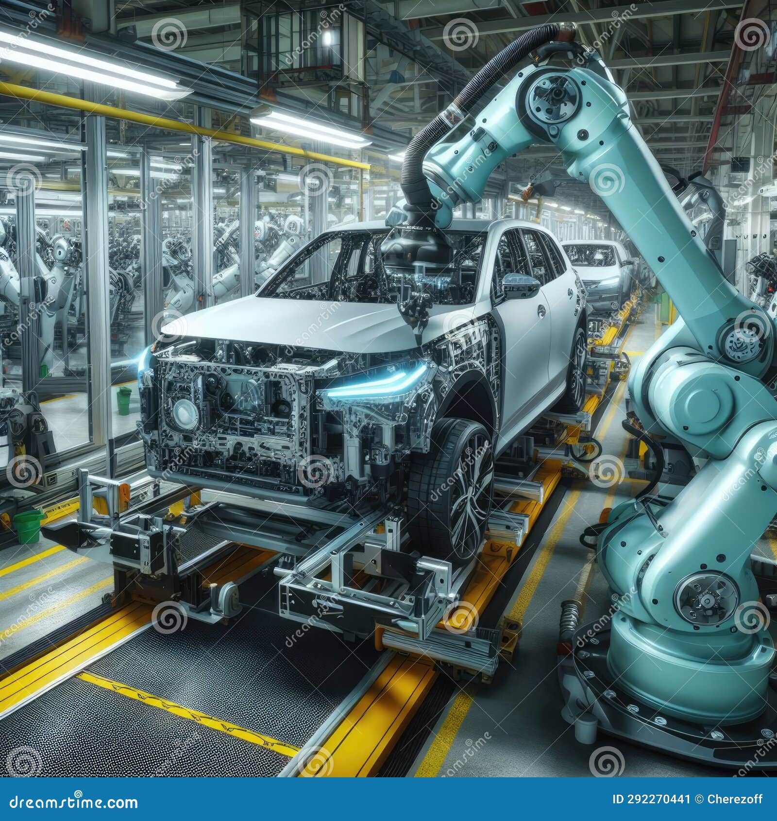 An Industrial Robot Assembles a Car Stock Image - Image of vehicle ...