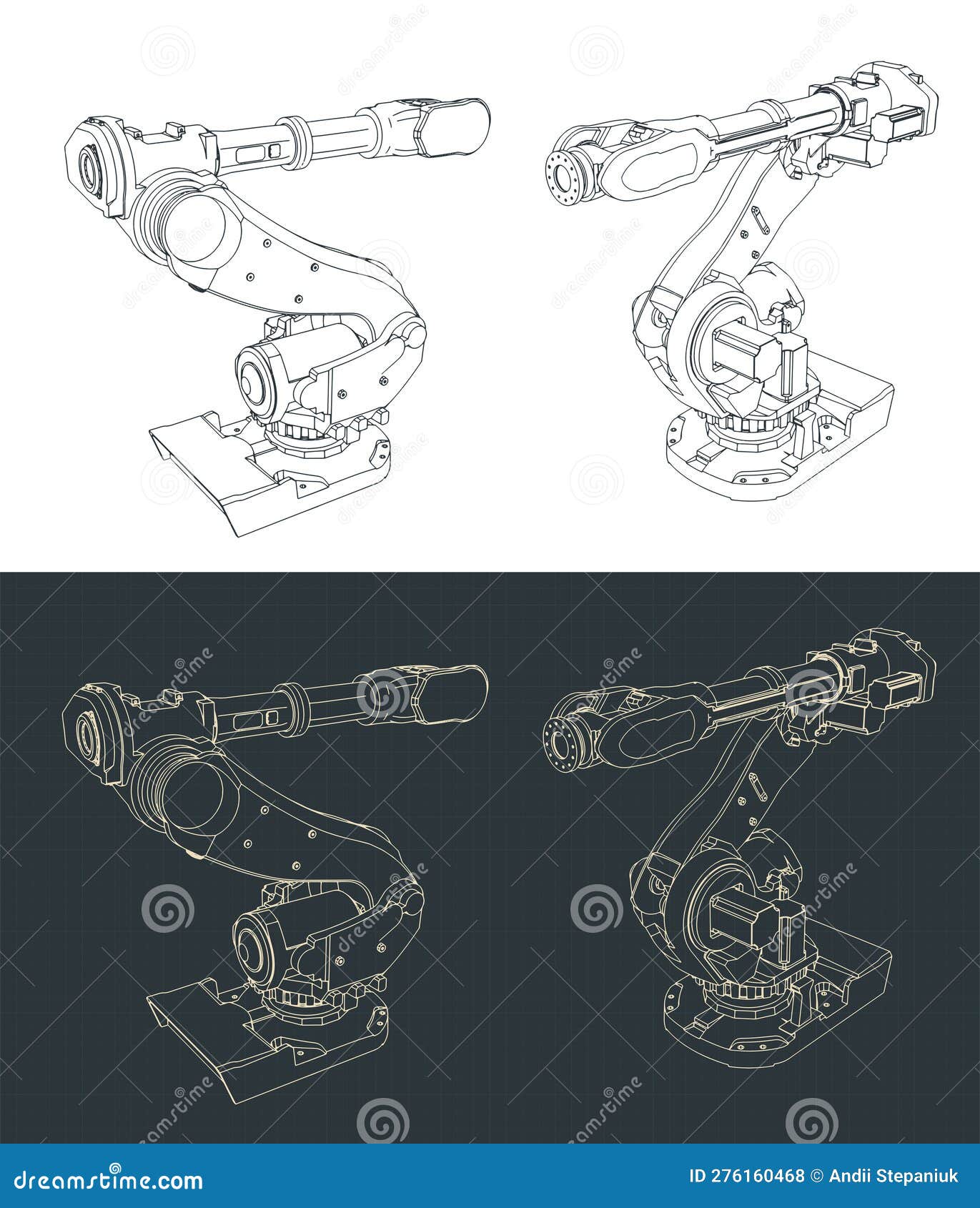 Industrial Robot Blueprints Stock Vector - Illustration of factory ...