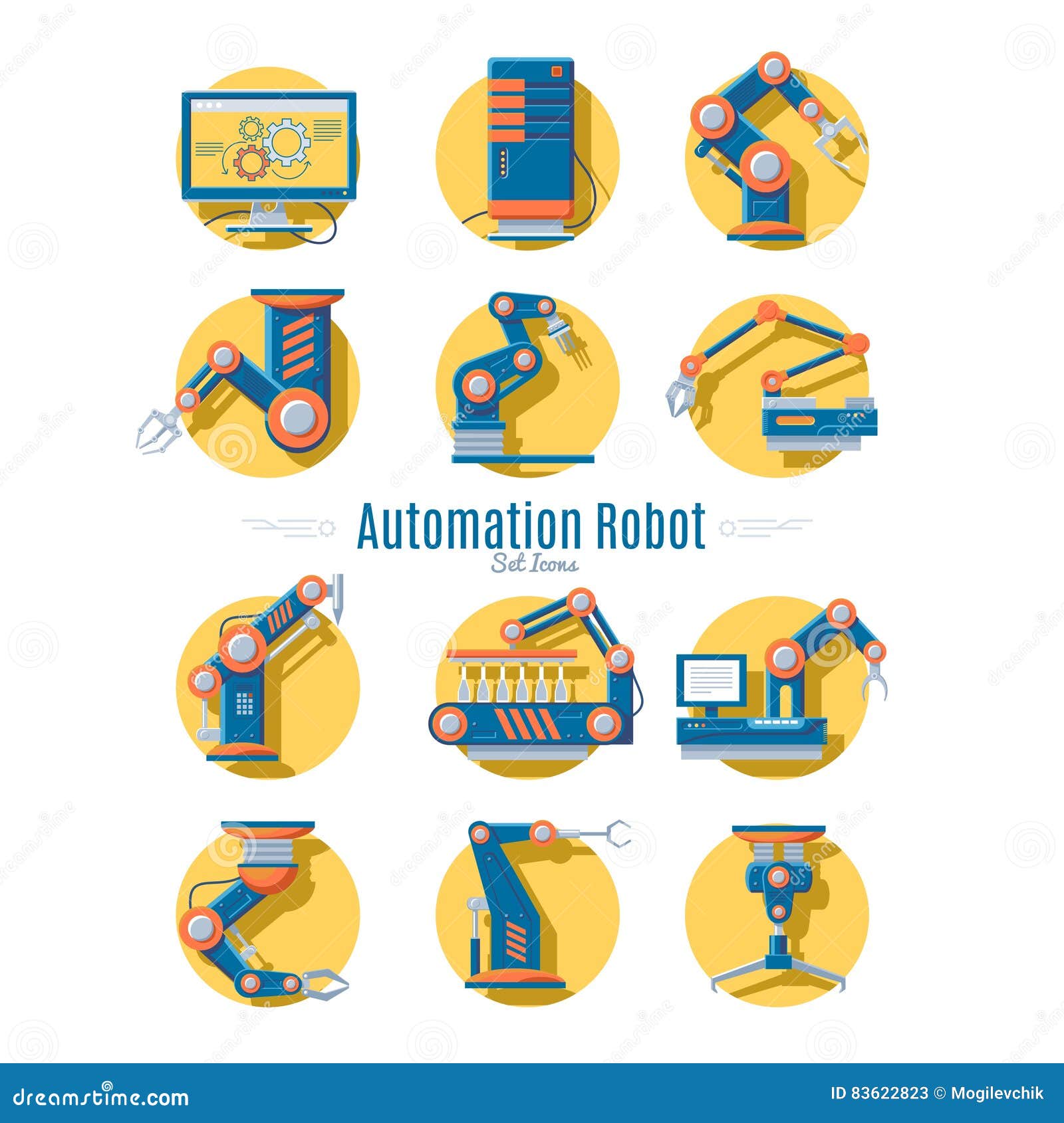 Robot Icons Vector Set Logo Robotic Machine Technology Robocop Cartoon ...