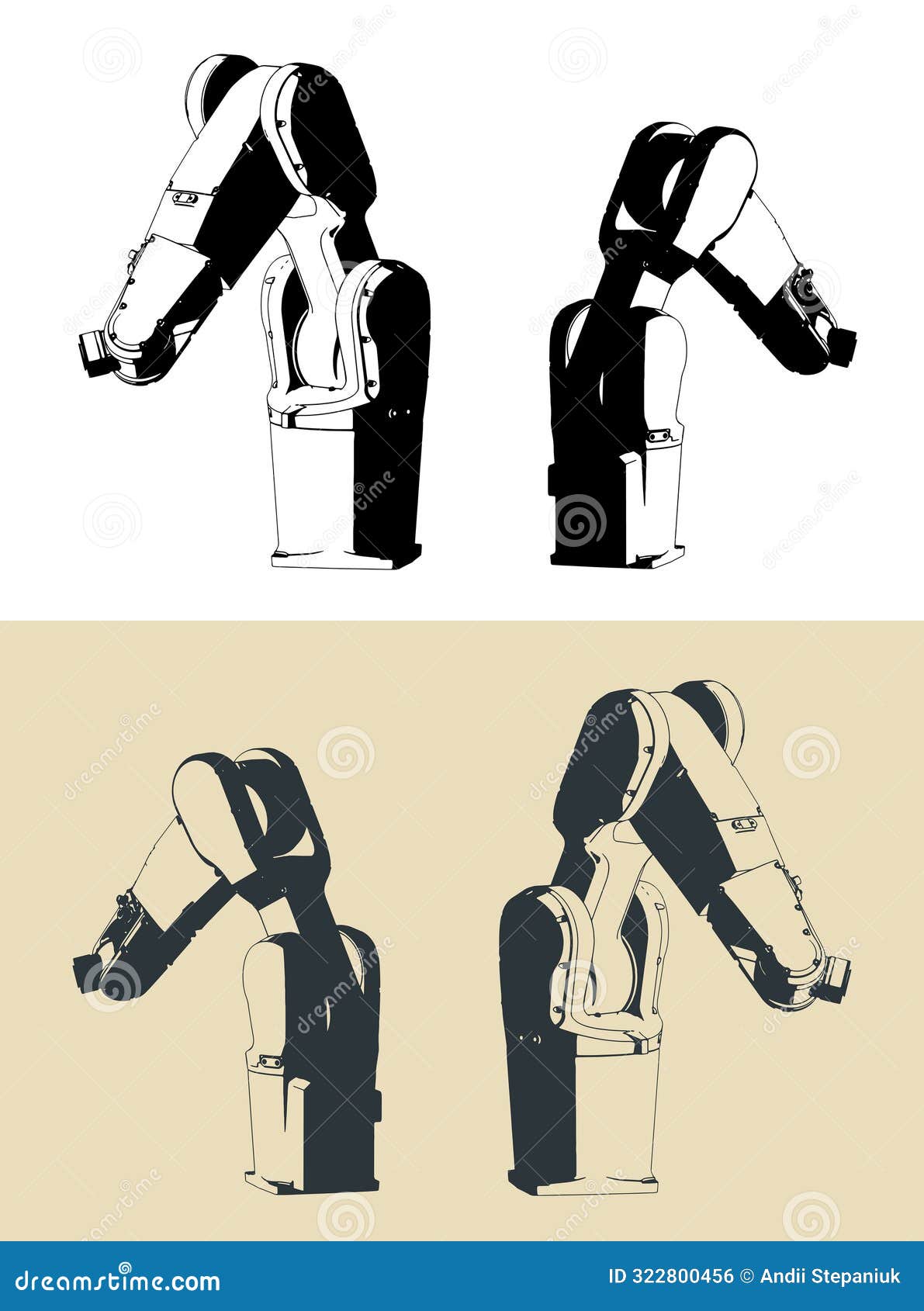 Industrial Robot for Automated Production Lines Illustrations Stock ...