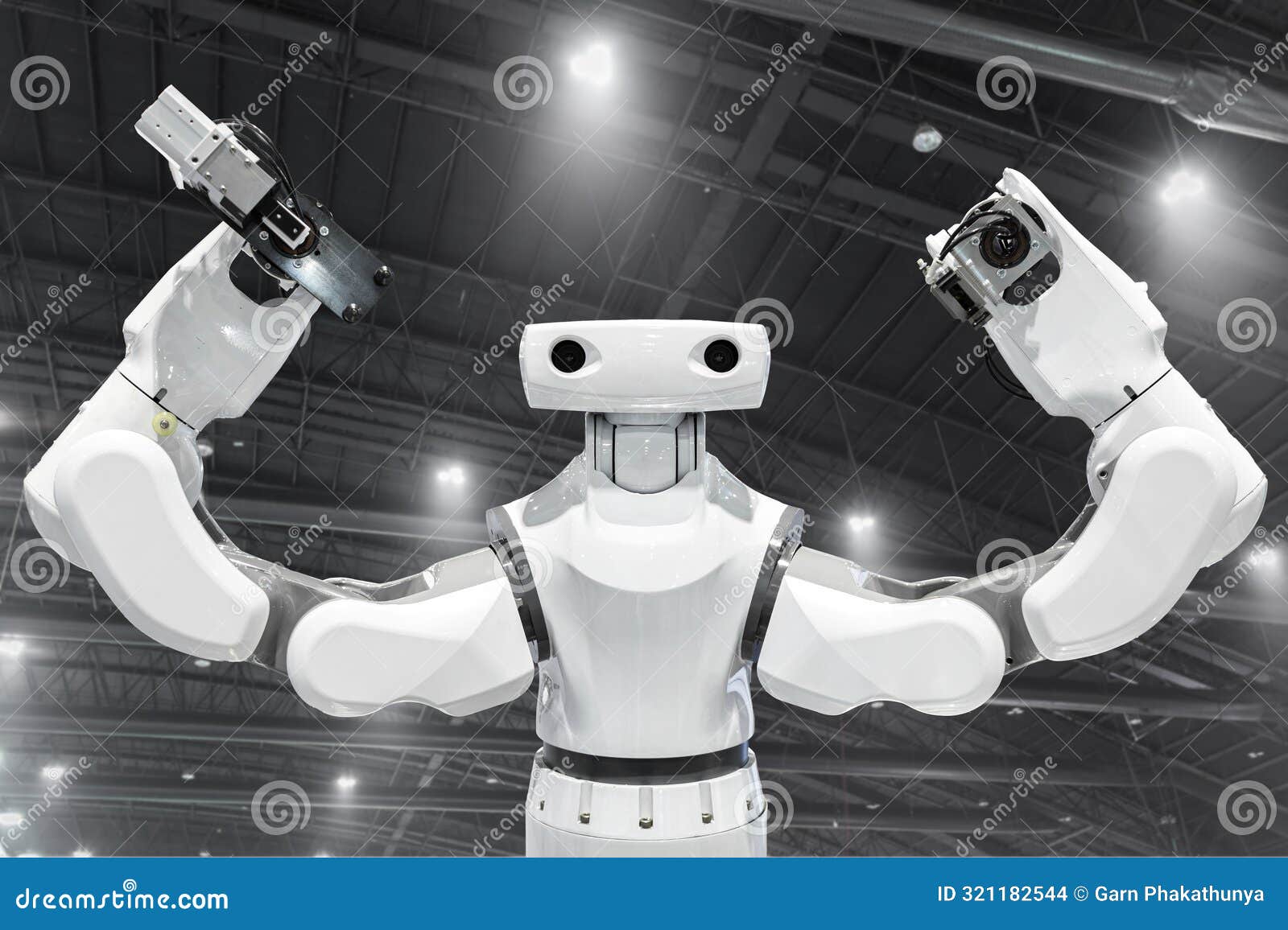 Industrial Robot Installing a Computer Chip at Production Line Stock ...