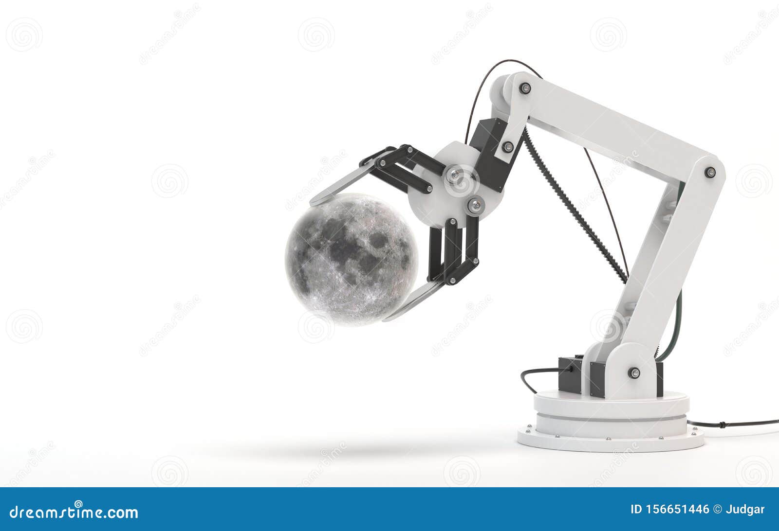Industrial Robot Isolated on a White Background. Robotic Hand Holds a ...