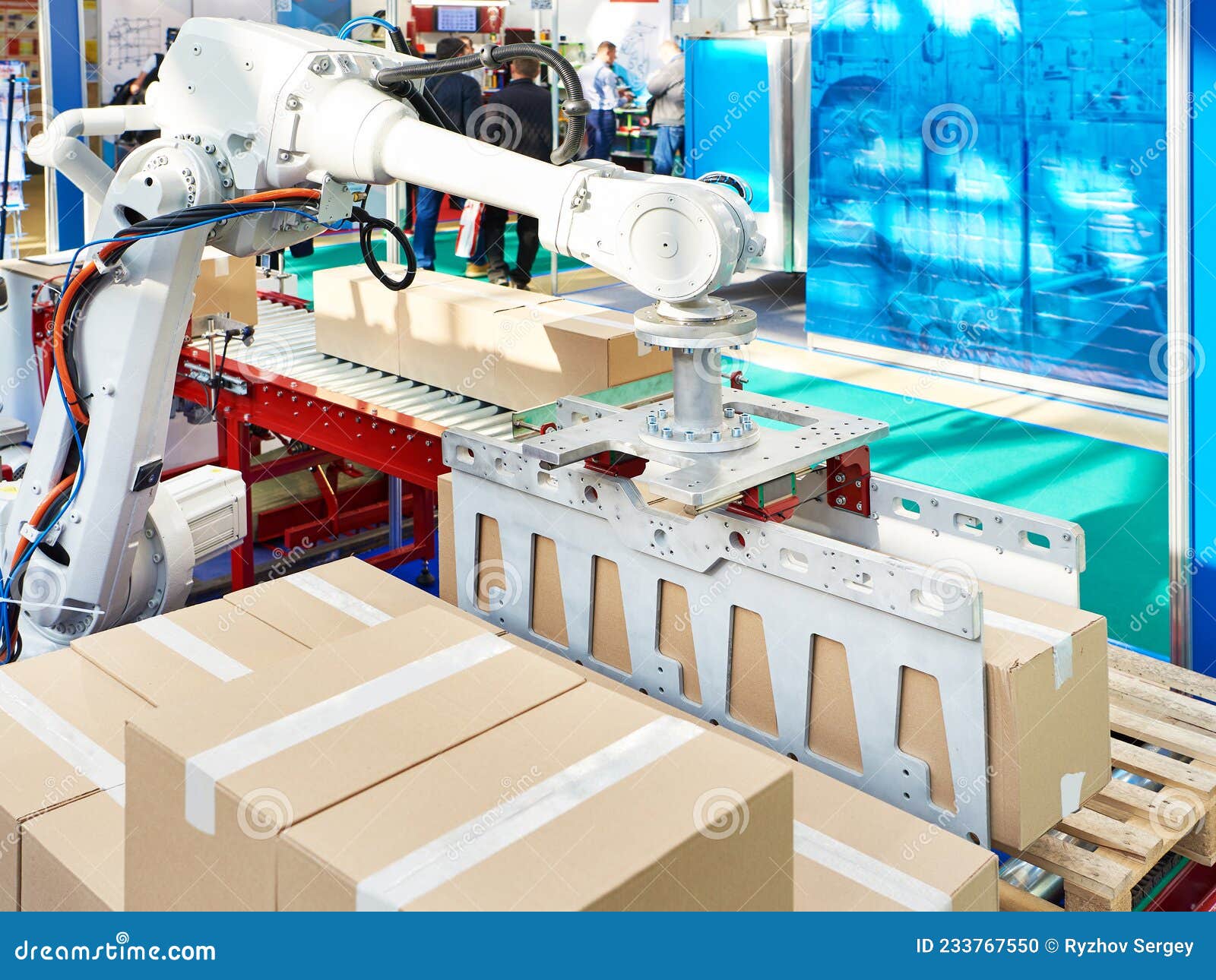 Industrial Robot Manipulator for Moving Boxes Stock Photo - Image of ...