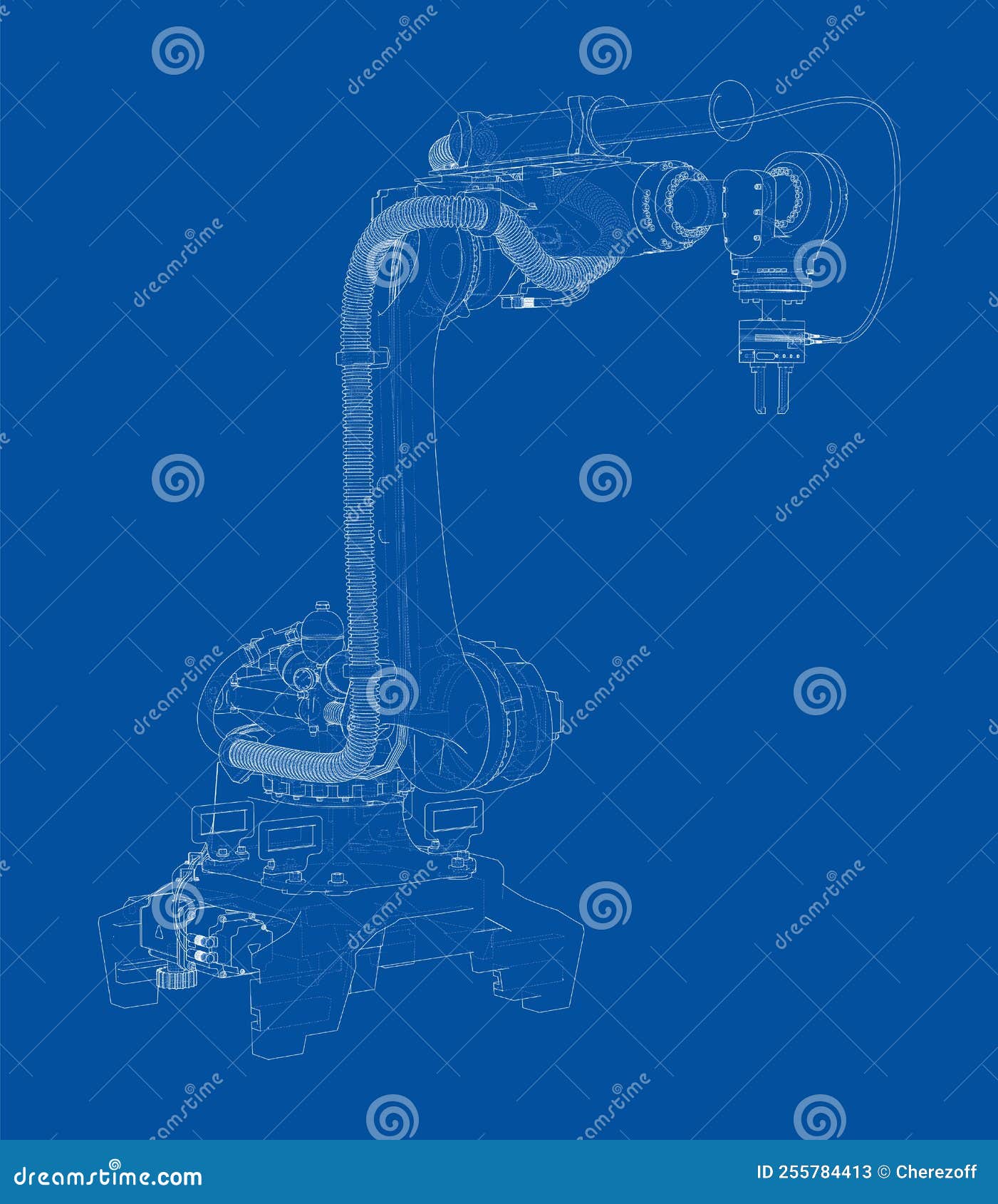 Industrial Robot Manipulator. Stock Vector - Illustration of blueprint ...