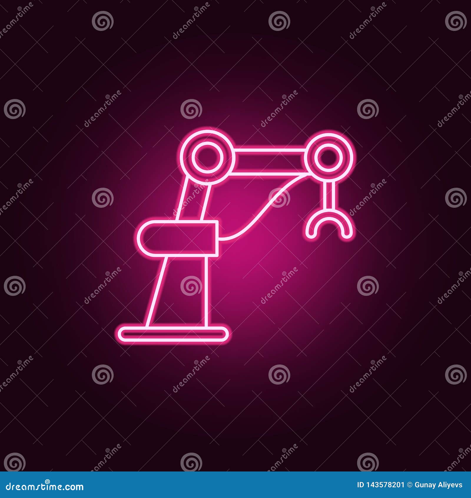 Industrial Robot Neon Icon. Elements of Artifical Intelligence Set ...