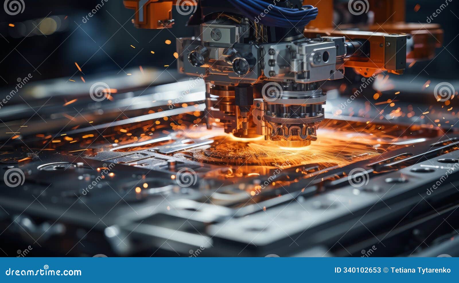 Industrial Robot Assembling Spaceship Components in a High-tech ...