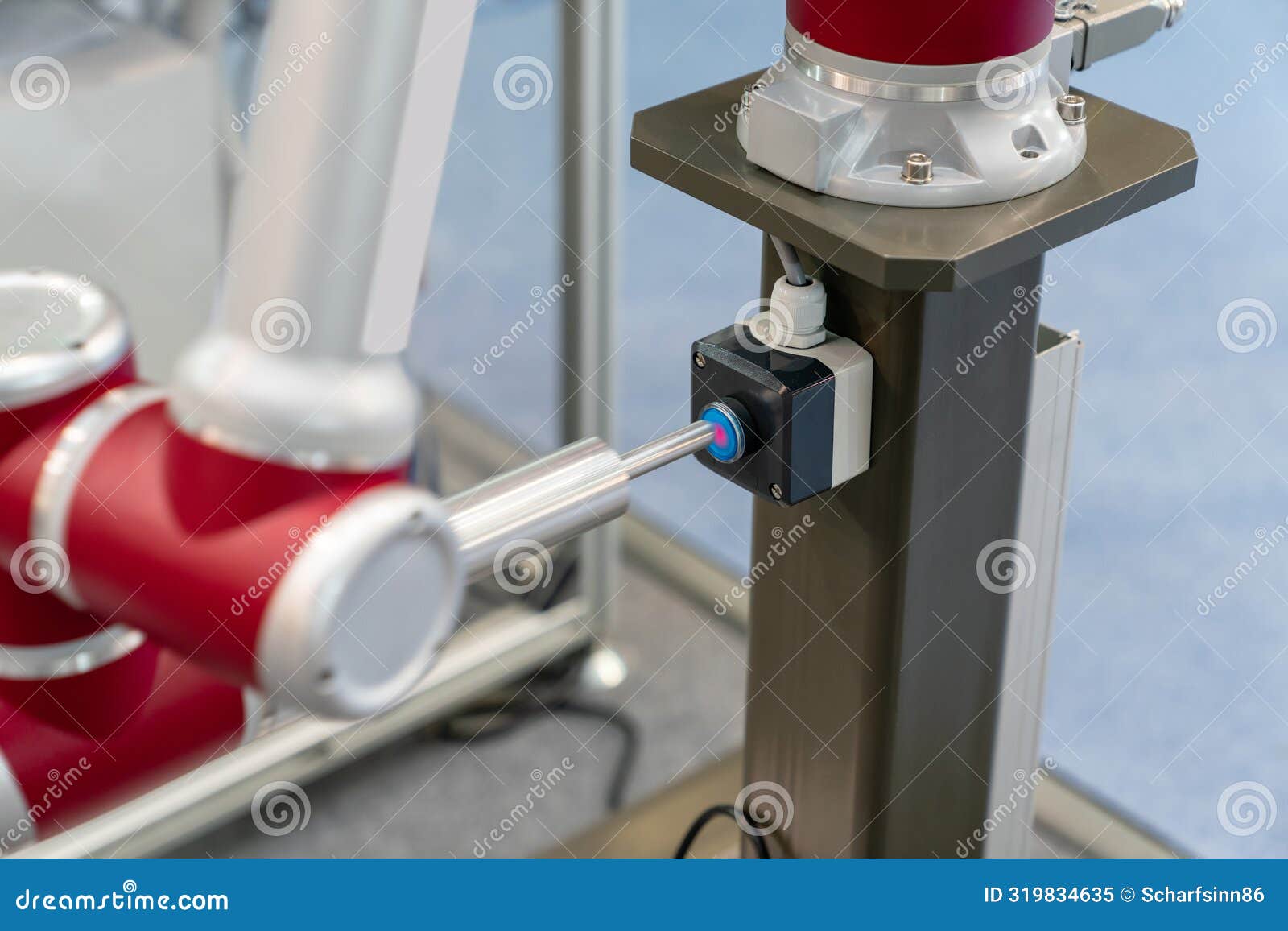 Industrial Robot Presses the Button. Accuracy Calibration Stock Image ...