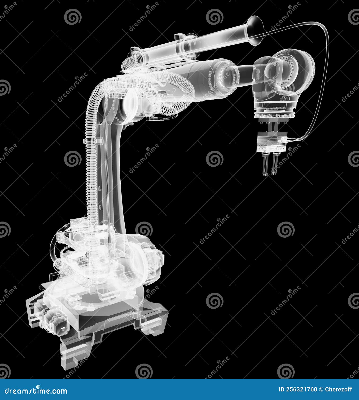 Industrial Robot, X-ray Transparent. 3D Illustration Stock Illustration ...
