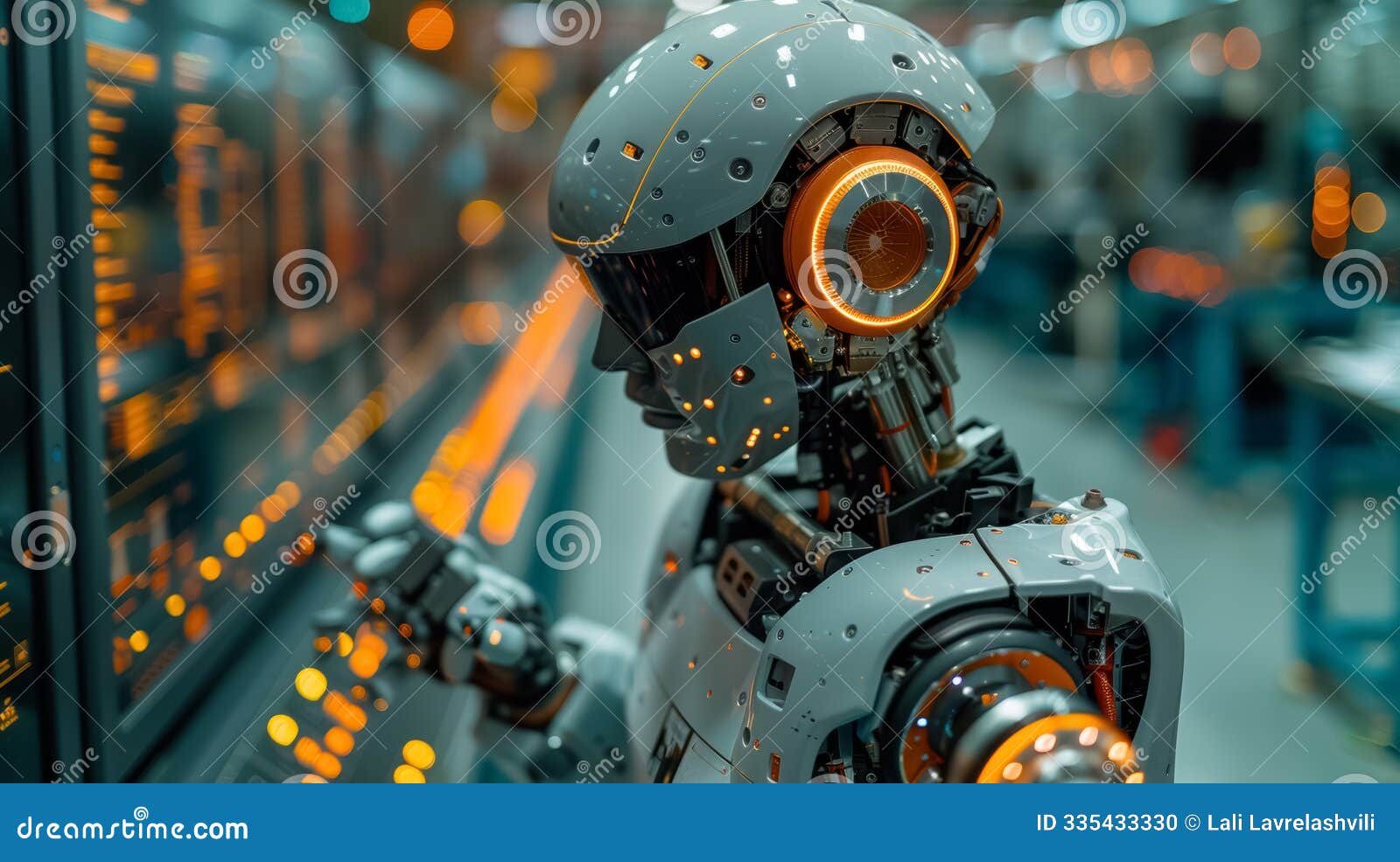 Industrial Robot Works Automatically in Smart Autonomous Factory Stock ...