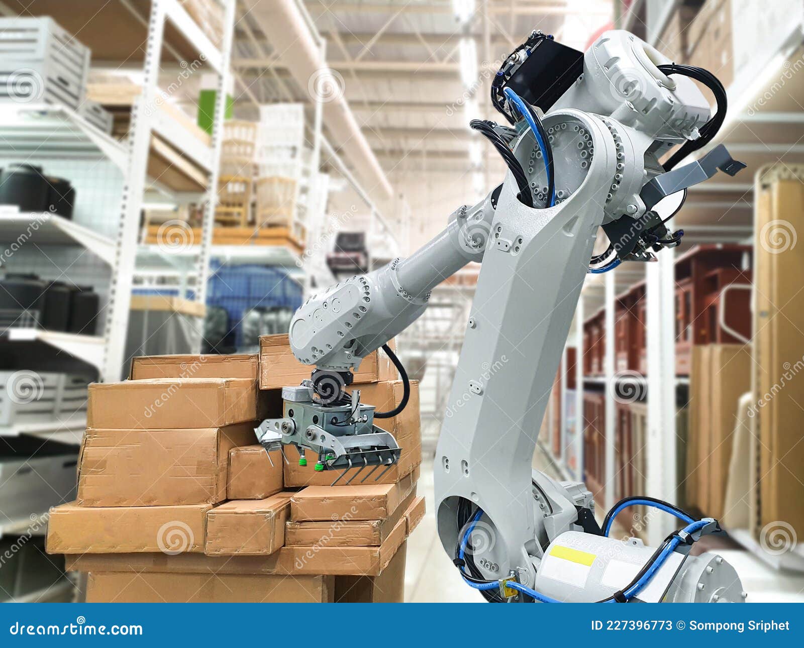 Robotic Arm Loading Workpiece To CMM Machine Stock Photo ...