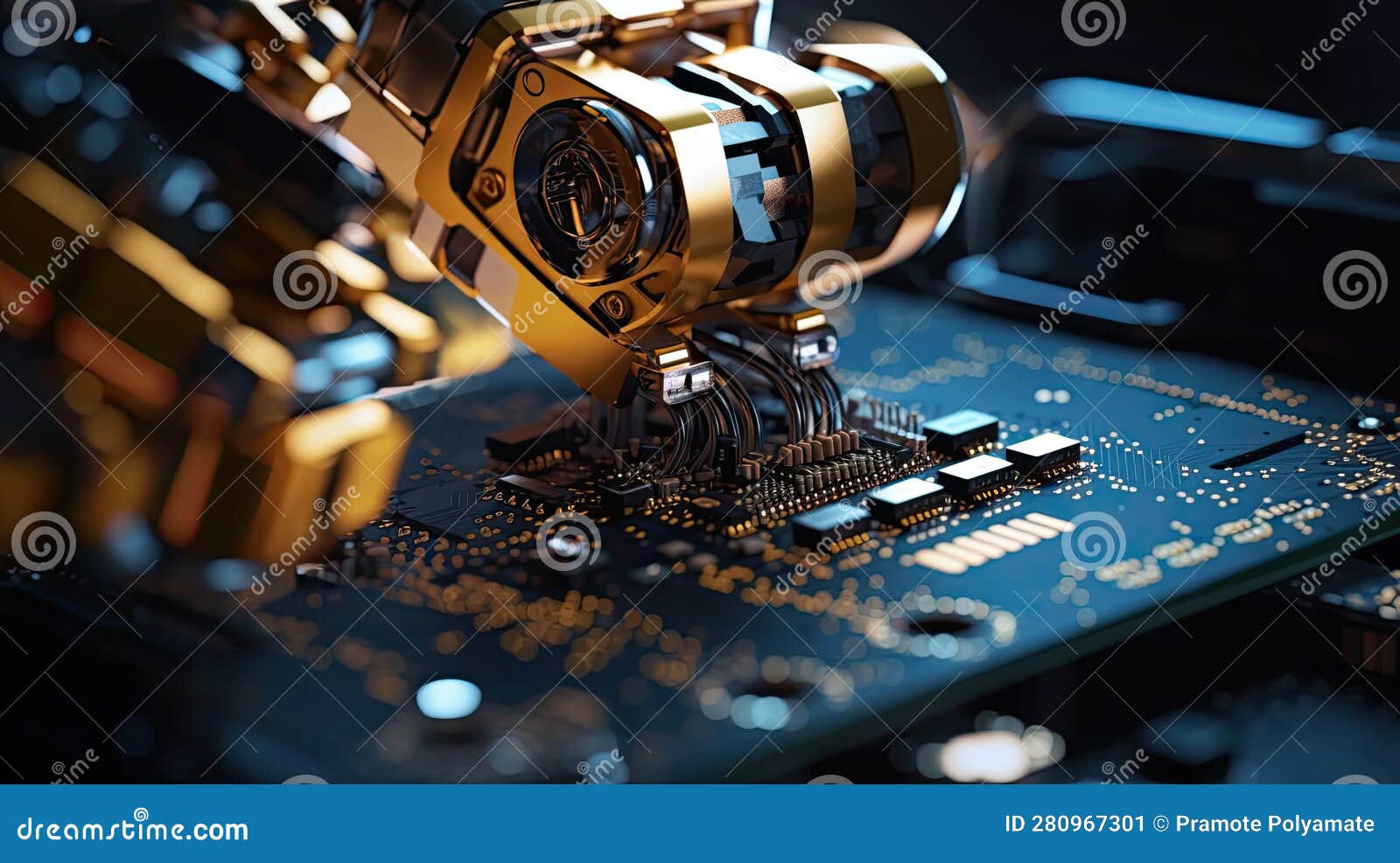 Industrial Robotic Manipulator End Effector Holding CPU Chip. Modern ...