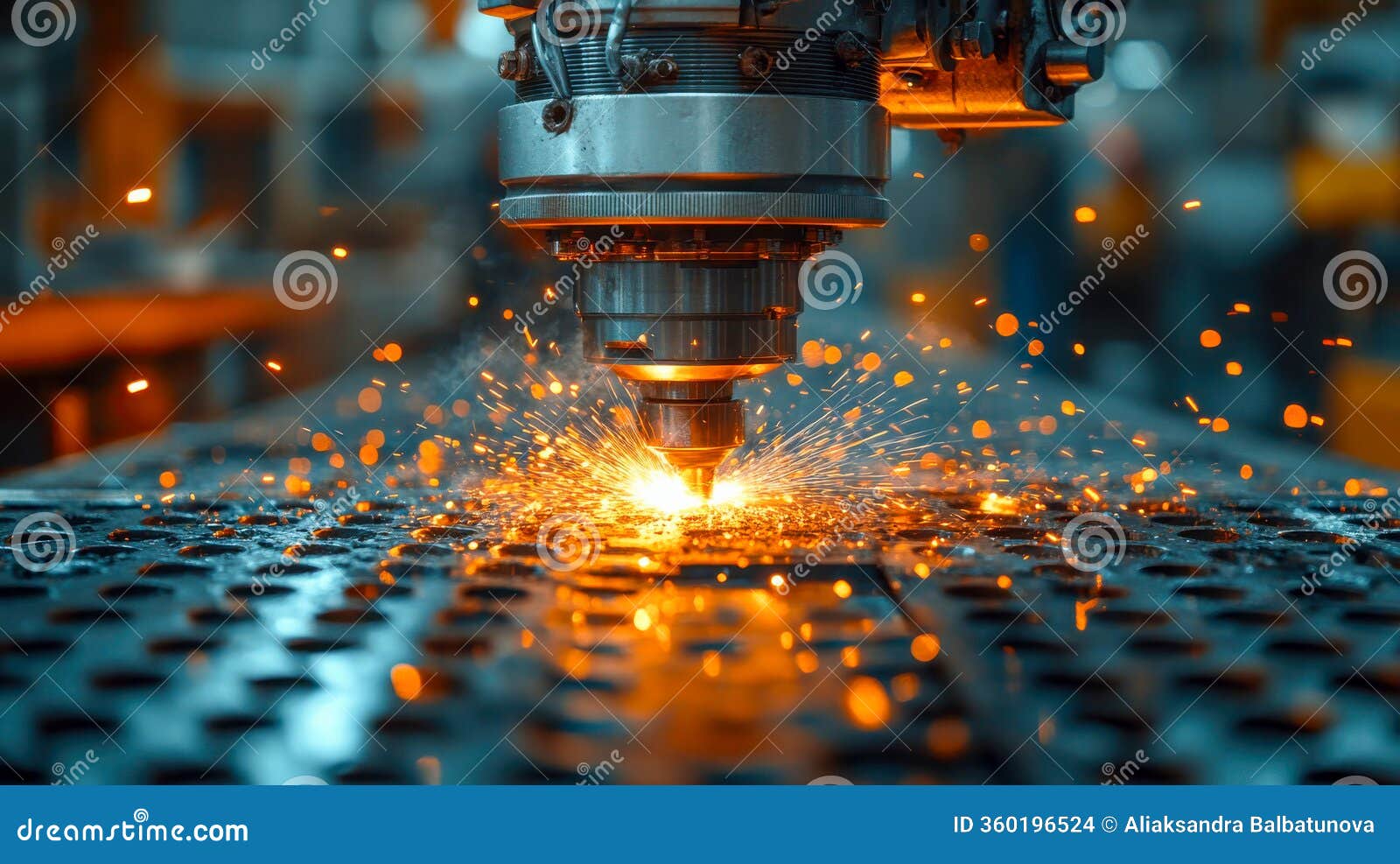 Industrial Robotic Welding Process with Sparks Flying in a High-tech ...