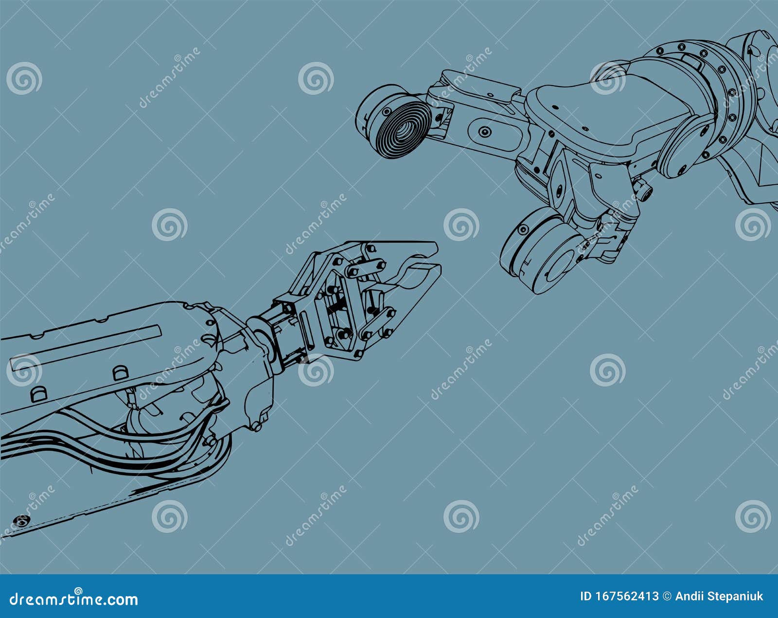 Industrial Robotics Manipulators for Automatic Assembly Stock Vector ...
