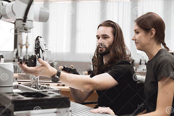 Industrial Robotics Program University Students Learning Education Mechanical Assembly with ...