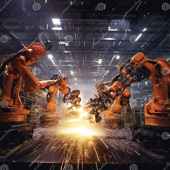 Industrial Robotics Transforming Assembly Operations Stock Illustration ... Industrial Robotics Transforming Assembly Operations Stock Illustration ...