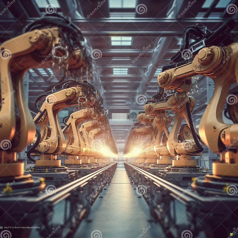 Industrial Robotics Transforming Assembly Operations Stock Illustration ... Industrial Robotics Transforming Assembly Operations Stock Illustration ...