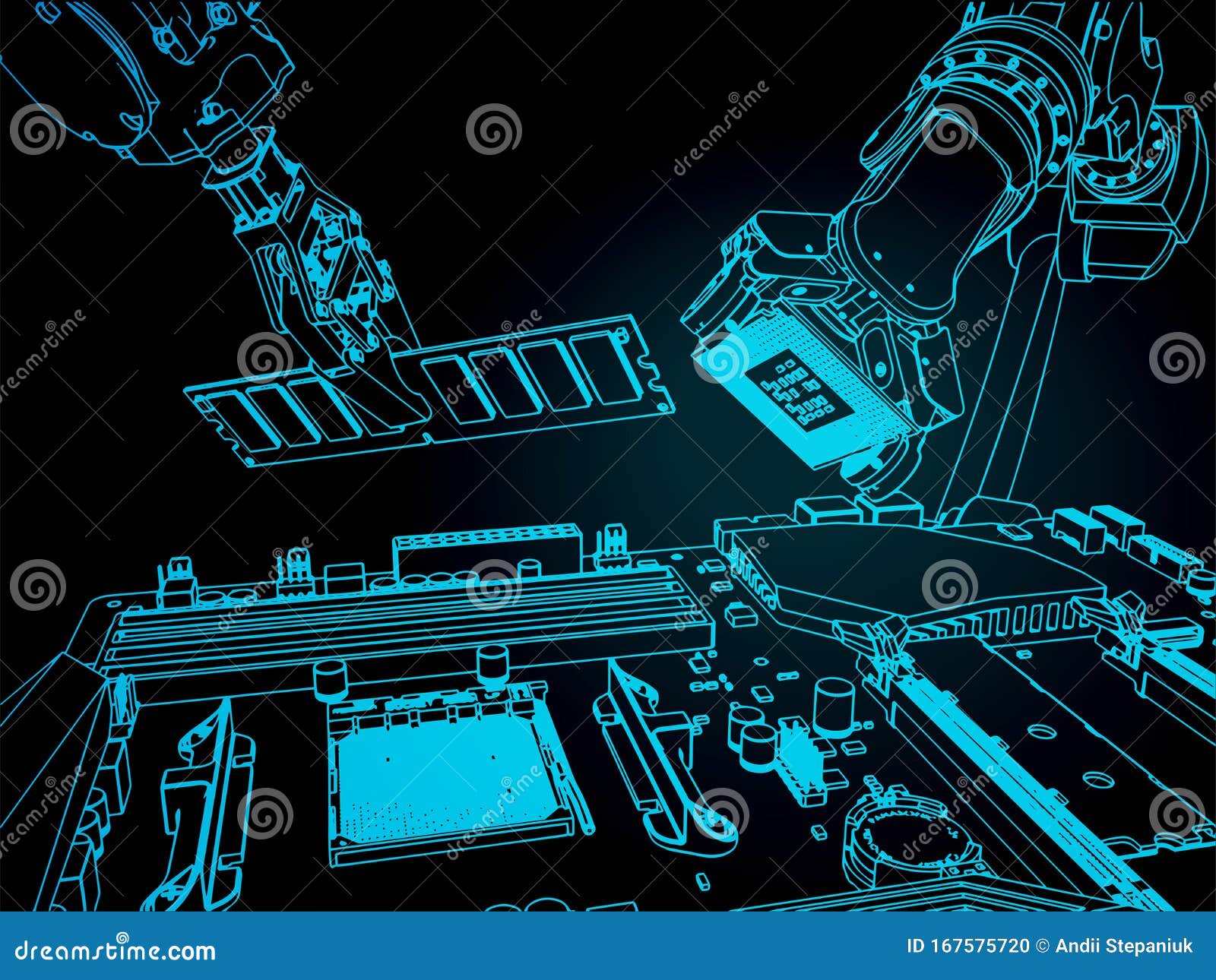 Industrial Robots Assemble a Computer Stock Vector - Illustration of ... Industrial Robots Assemble a Computer Stock Vector - Illustration of ...