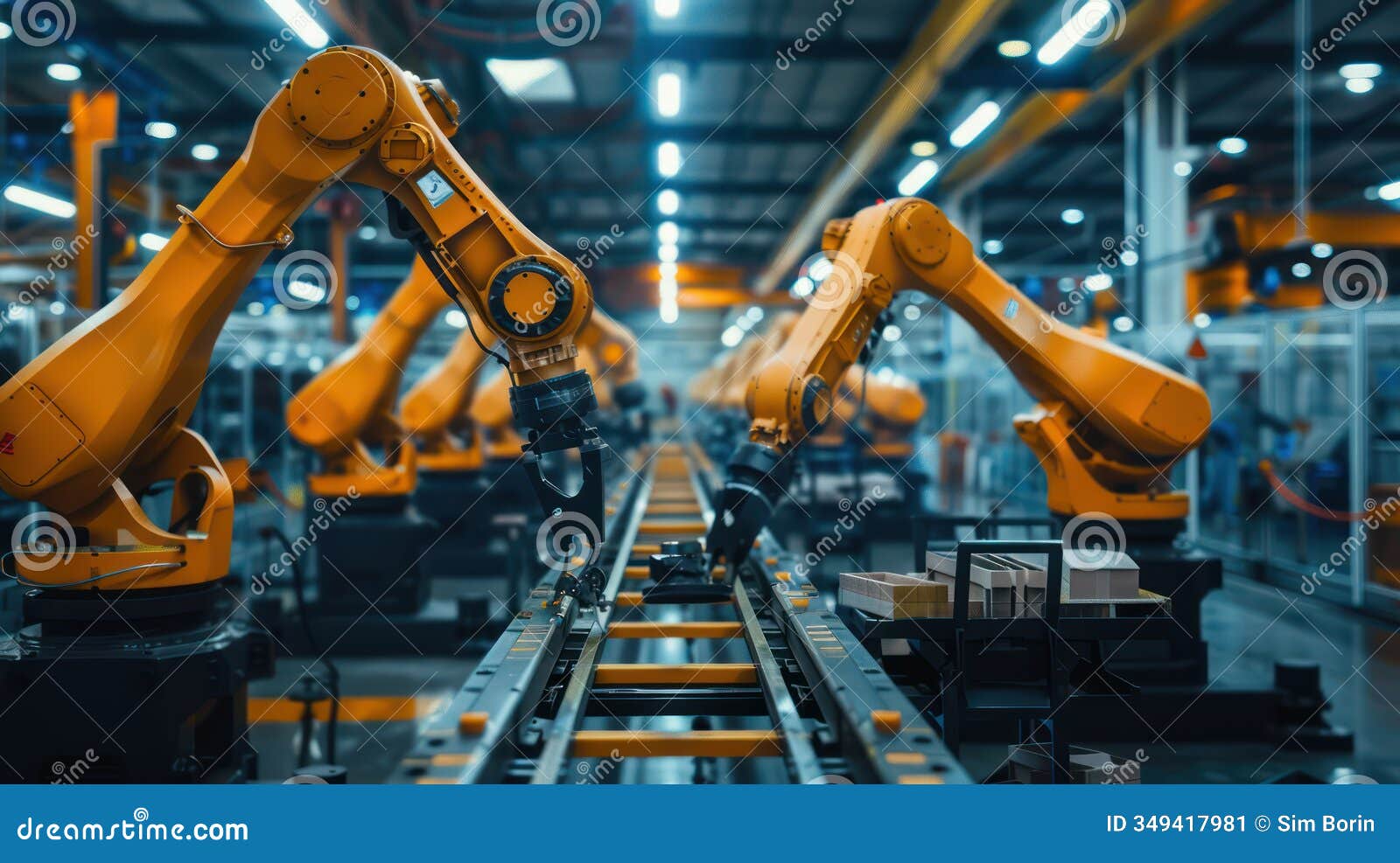 Industrial Robots Assembling Large Components in a Manufacturing Stock ...
