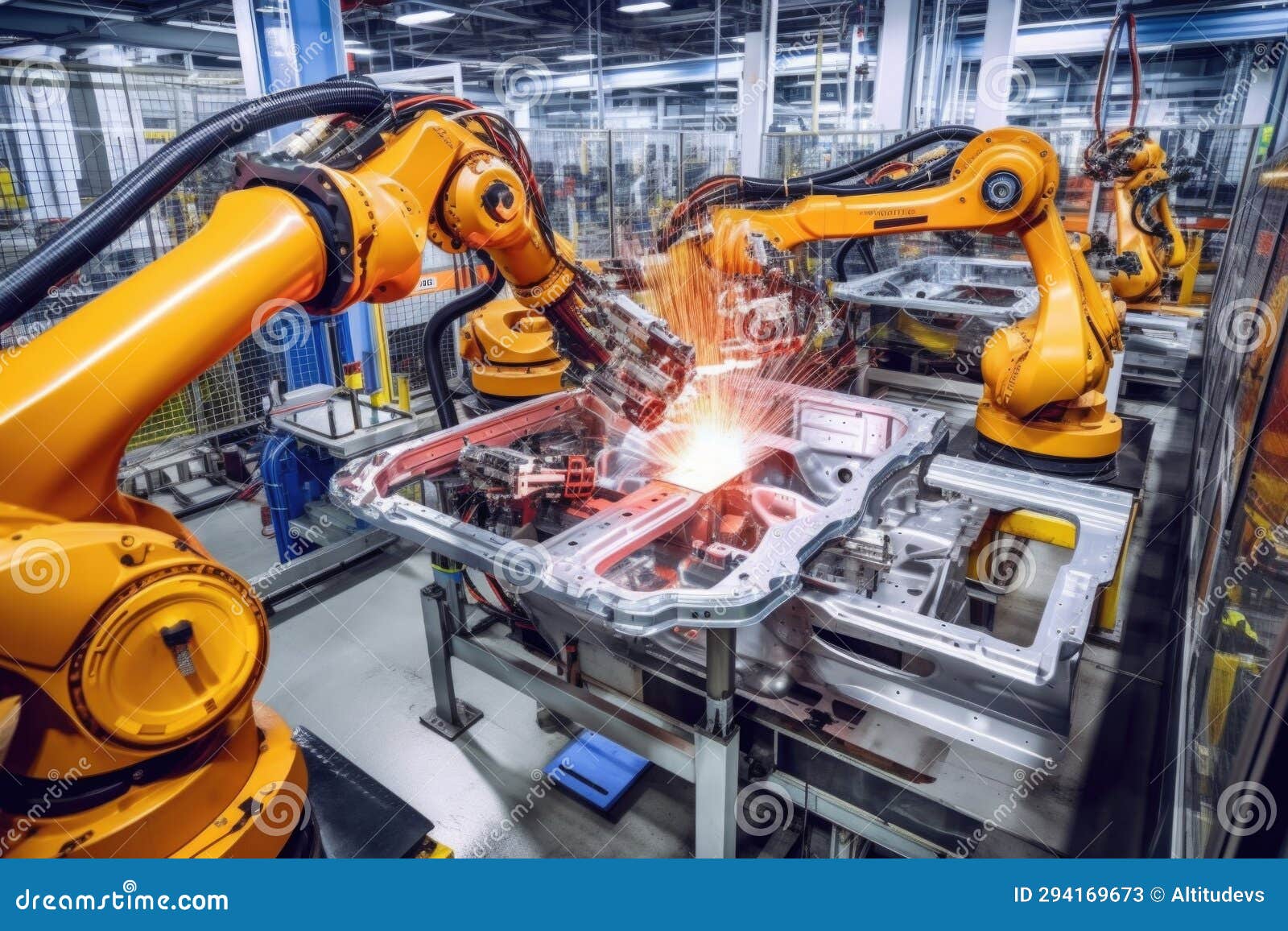 Industrial Robots Assembling Smartphone Components Stock Illustration ...