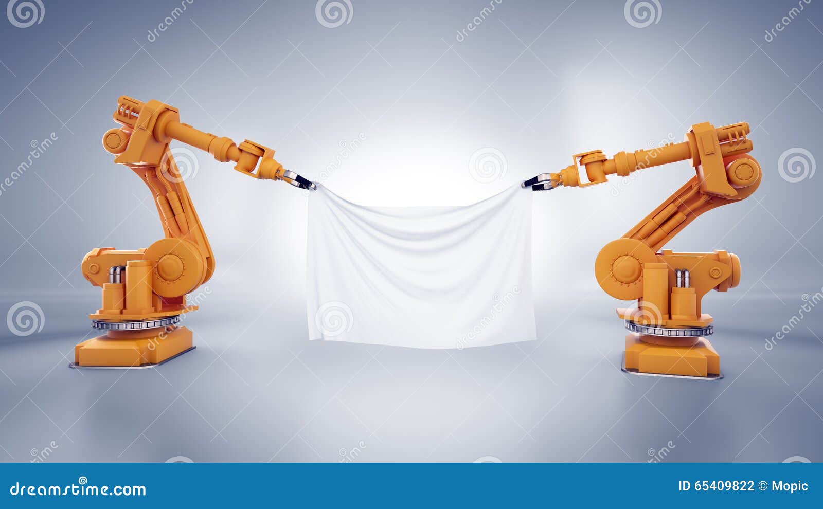 Industrial Robots with a Banner Stock Illustration - Illustration of ...