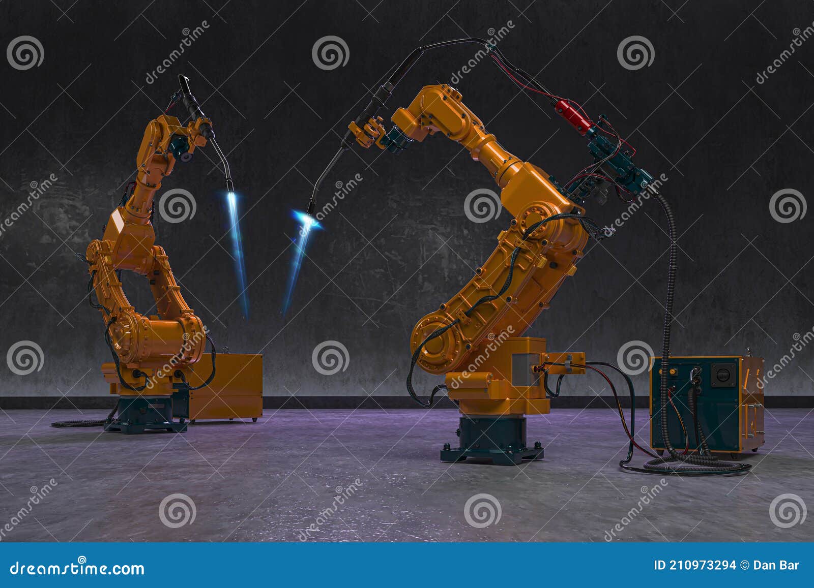 Industrial robots sci-fi stock photo. Image of mechanic - 210973294