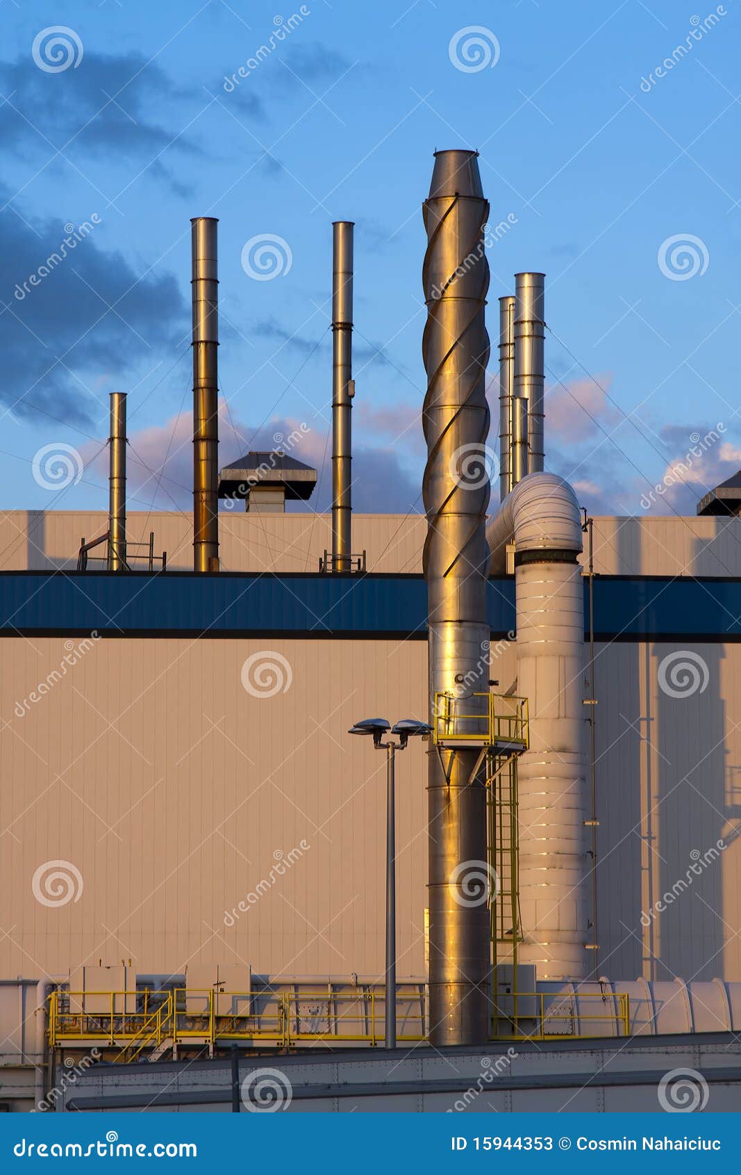Industrial Rooftop Stacks stock image. Image of growth - 15944353